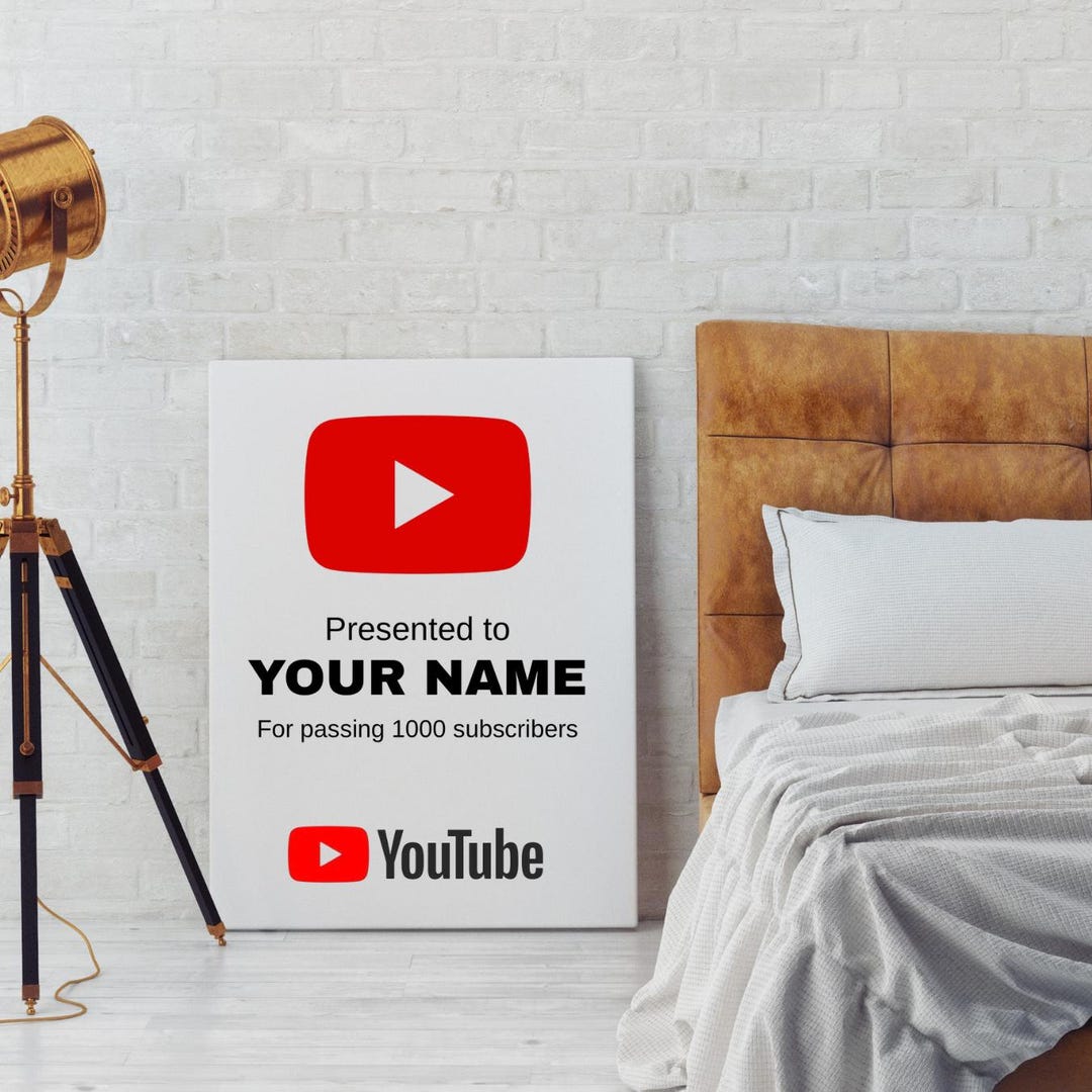 Giant Youtube Play Button Metal Poster Plaque | Customized 16x20 Social ...