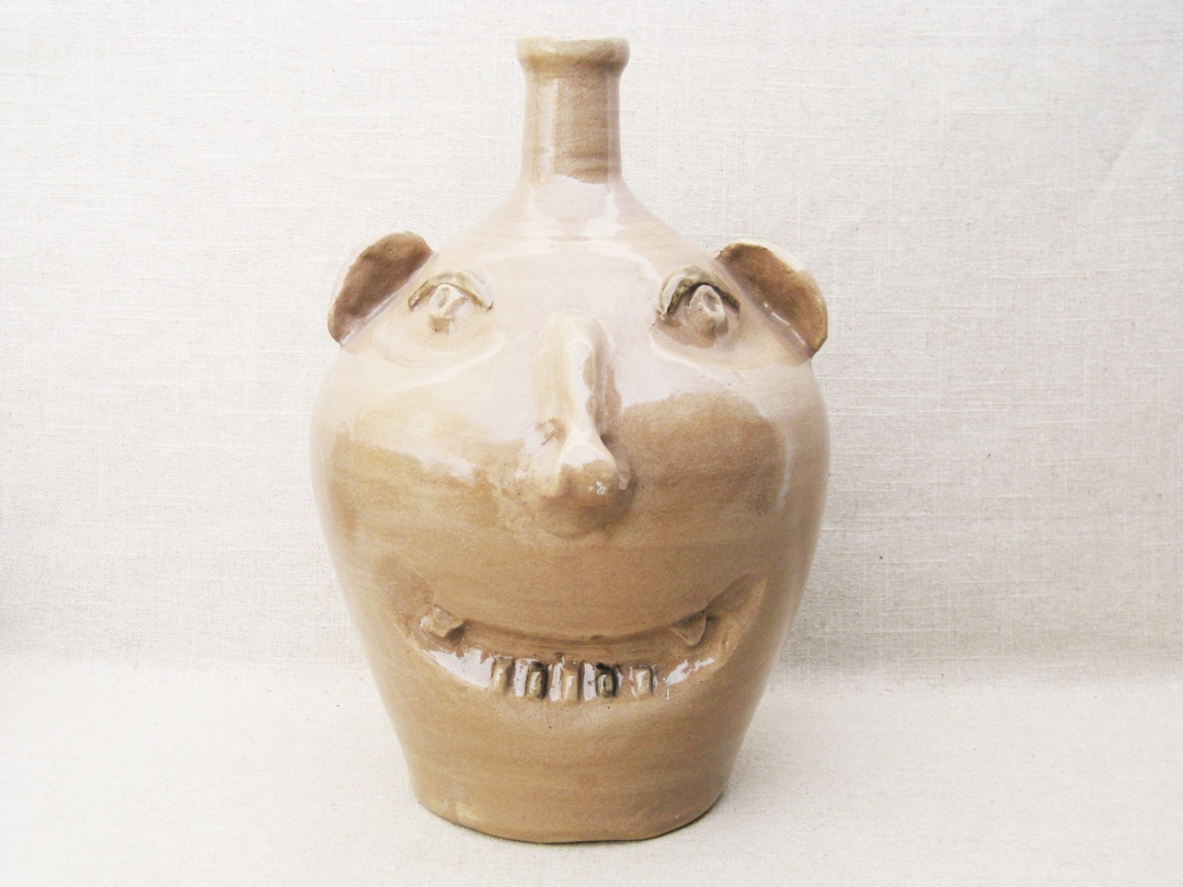 Southern Folk Art Face Jug, Studio Pottery Sculpture, Signed Allen Ham ...