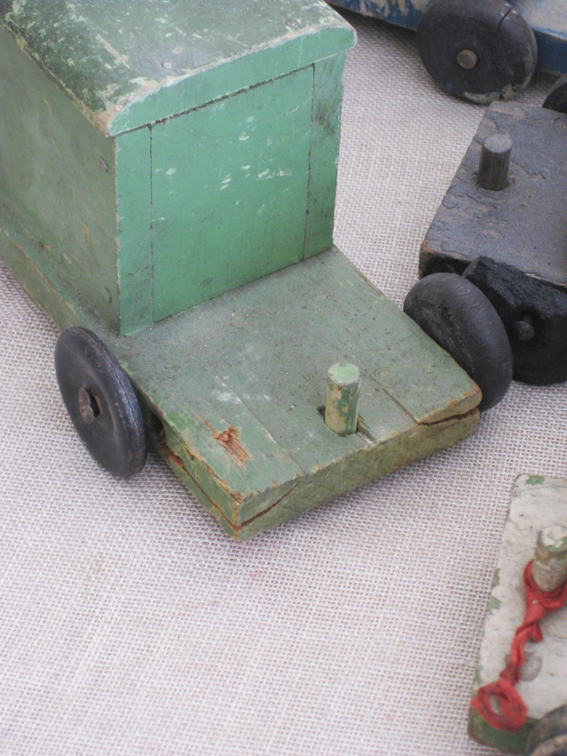 Vintage Primitive Wooden Train Cars, Folk Art Toys, Transportation ...