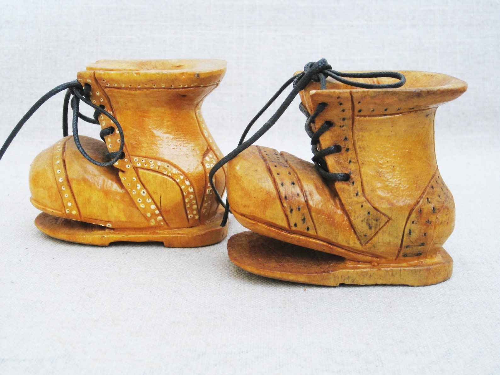 Vintage Miniature Boots Wooden Shoe Folk Art Carving Boot | Etsy
