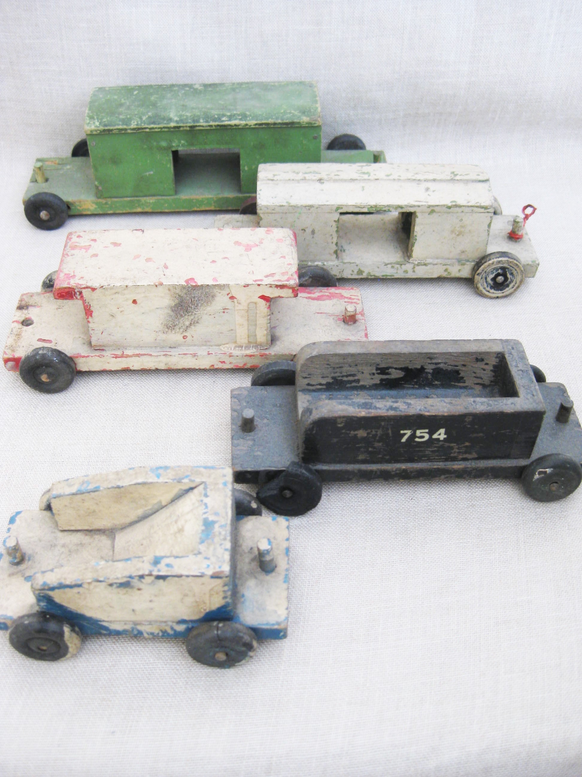 Vintage Primitive Wooden Train Cars, Folk Art Toys, Transportation ...
