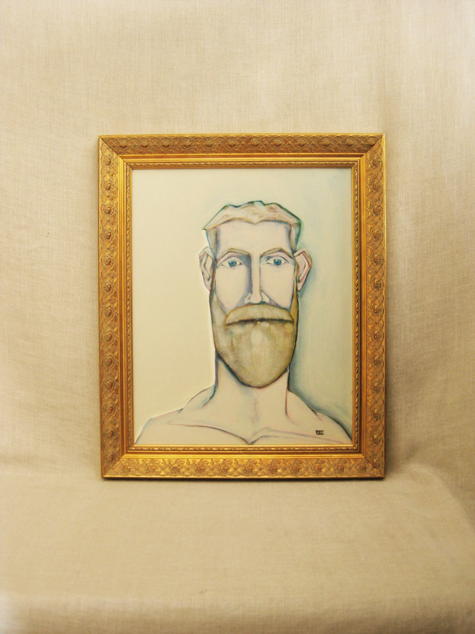 Male Portrait Painting, Framed Contemporary Original Fine Art ...