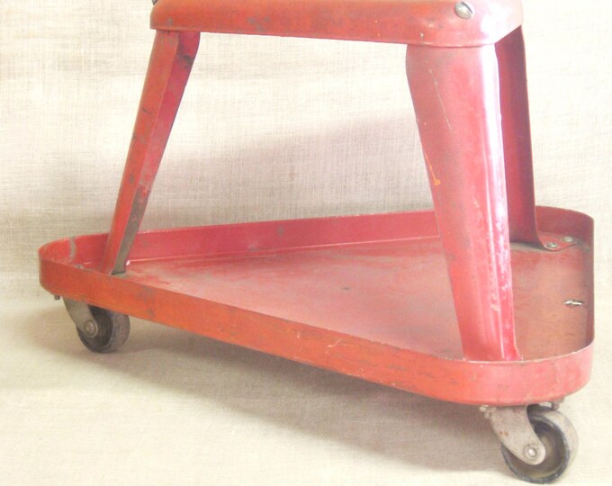 Mechanic Stool , Stool , Rolling Stool , Red Metal , Metal Stool , Shop ...