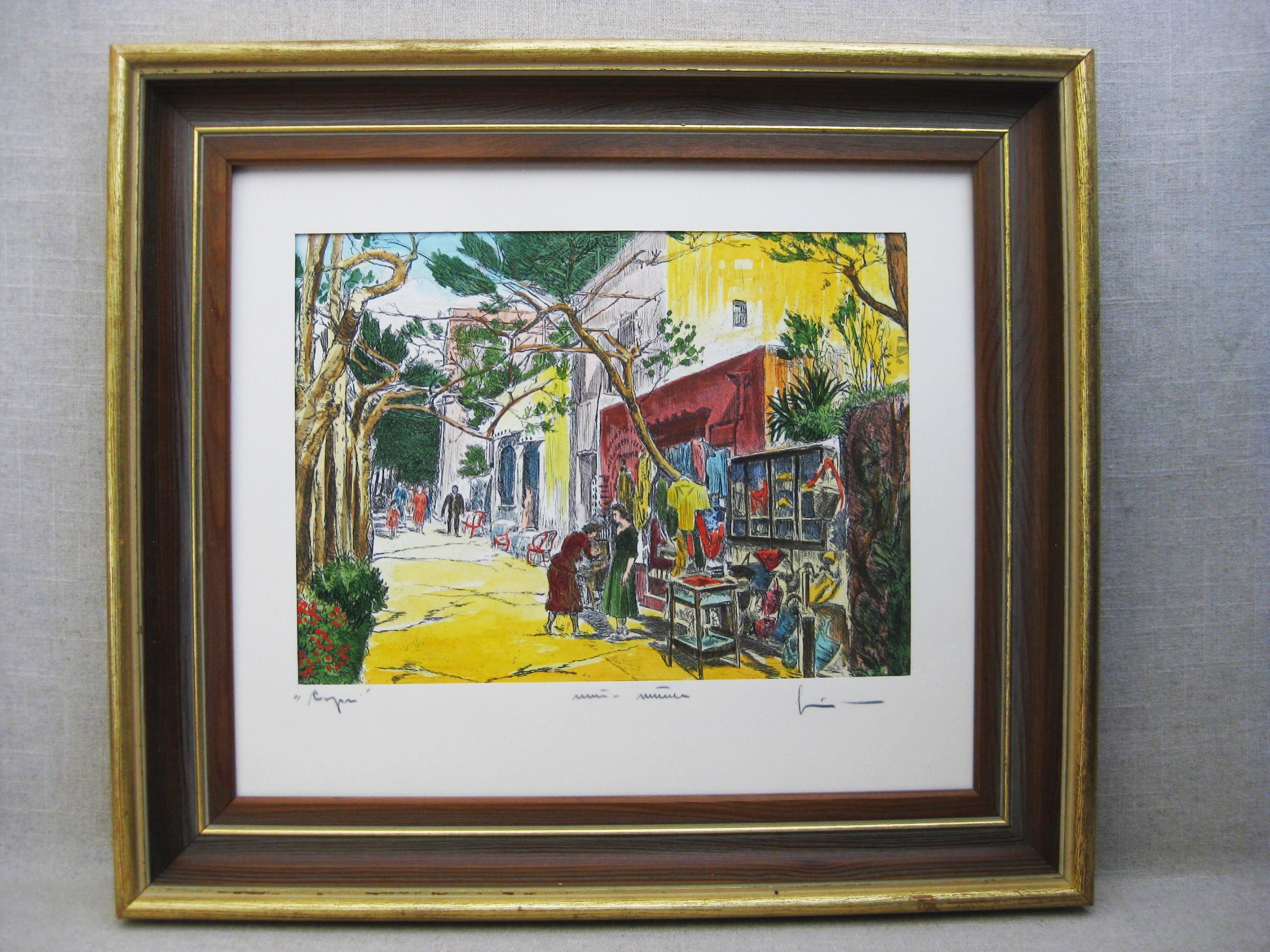 Vintage Landscape Engraving Hand Colored Fine Art Print, Sziklay Bela ...