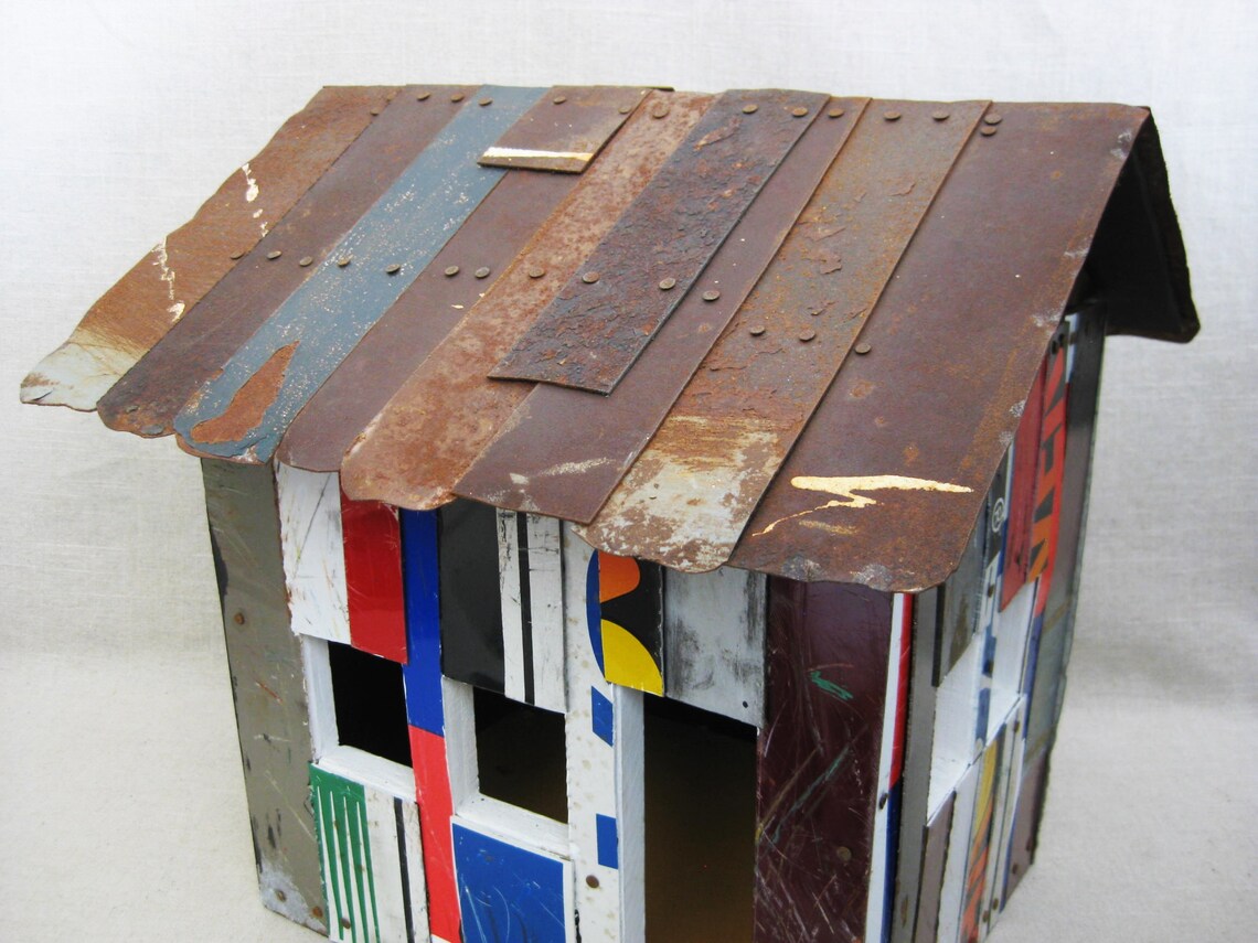 Vintage Folk Art House Sculpture, Contemporary Rustic Cabin Décor ...