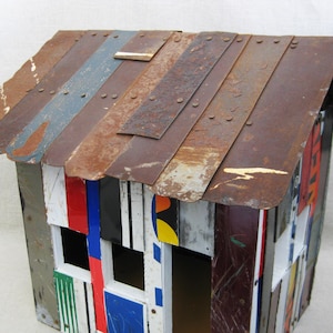 Vintage Folk Art House Sculpture, Contemporary Rustic Cabin Décor ...