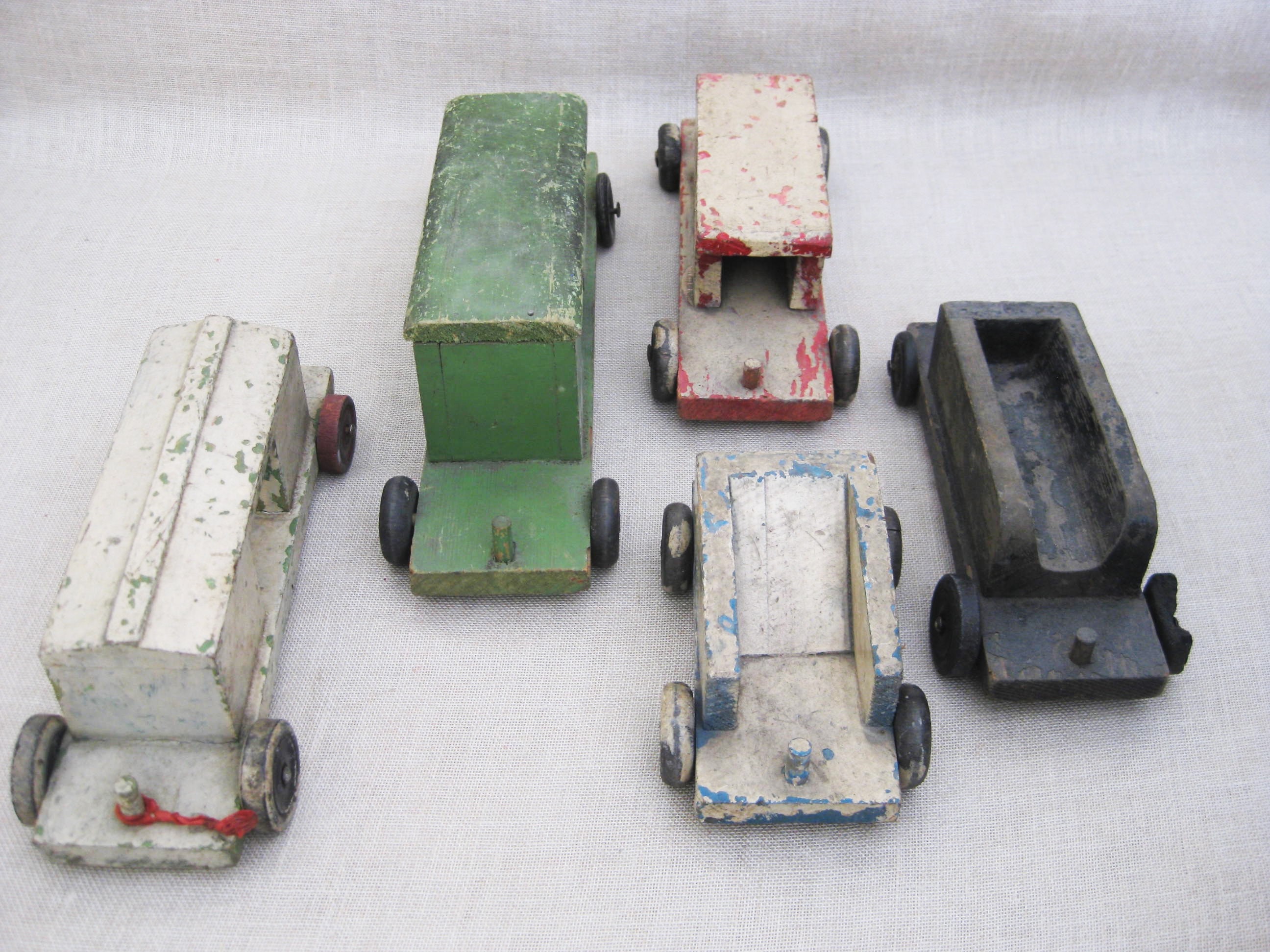 Vintage Primitive Wooden Train Cars, Folk Art Toys, Transportation ...