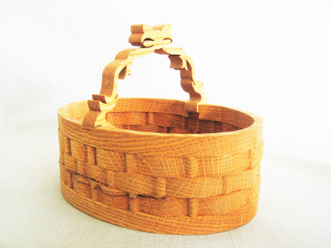 Wooden Easter Basket, Folk Art Carving Vintage Rustic Cabin Office ...