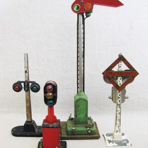 Miniature Train Semaphores Set, Warning Signals Vintage Christmas ...