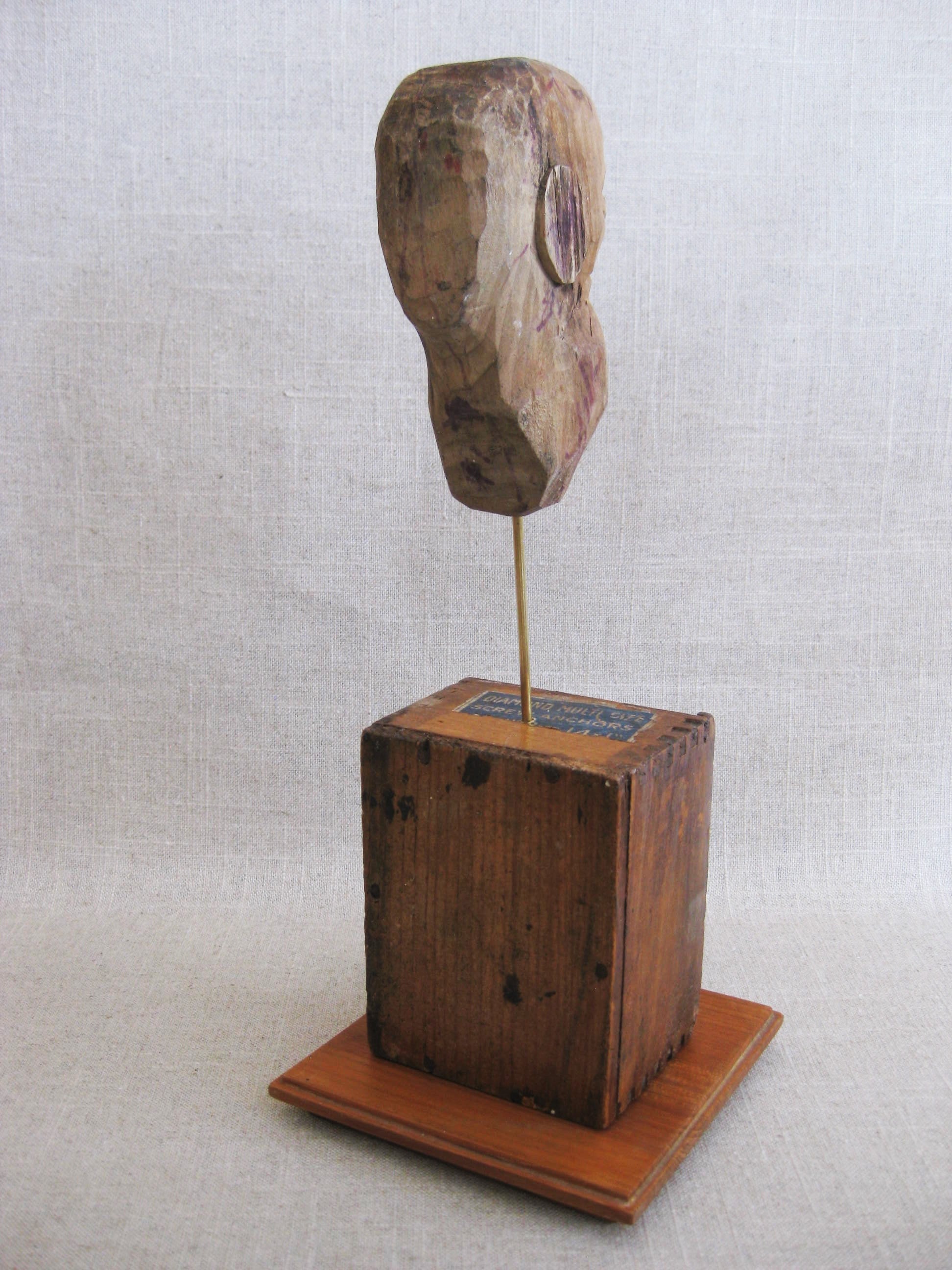 Vintage Male Portrait Folk Art Carving, Hand Carved Sculpture ...