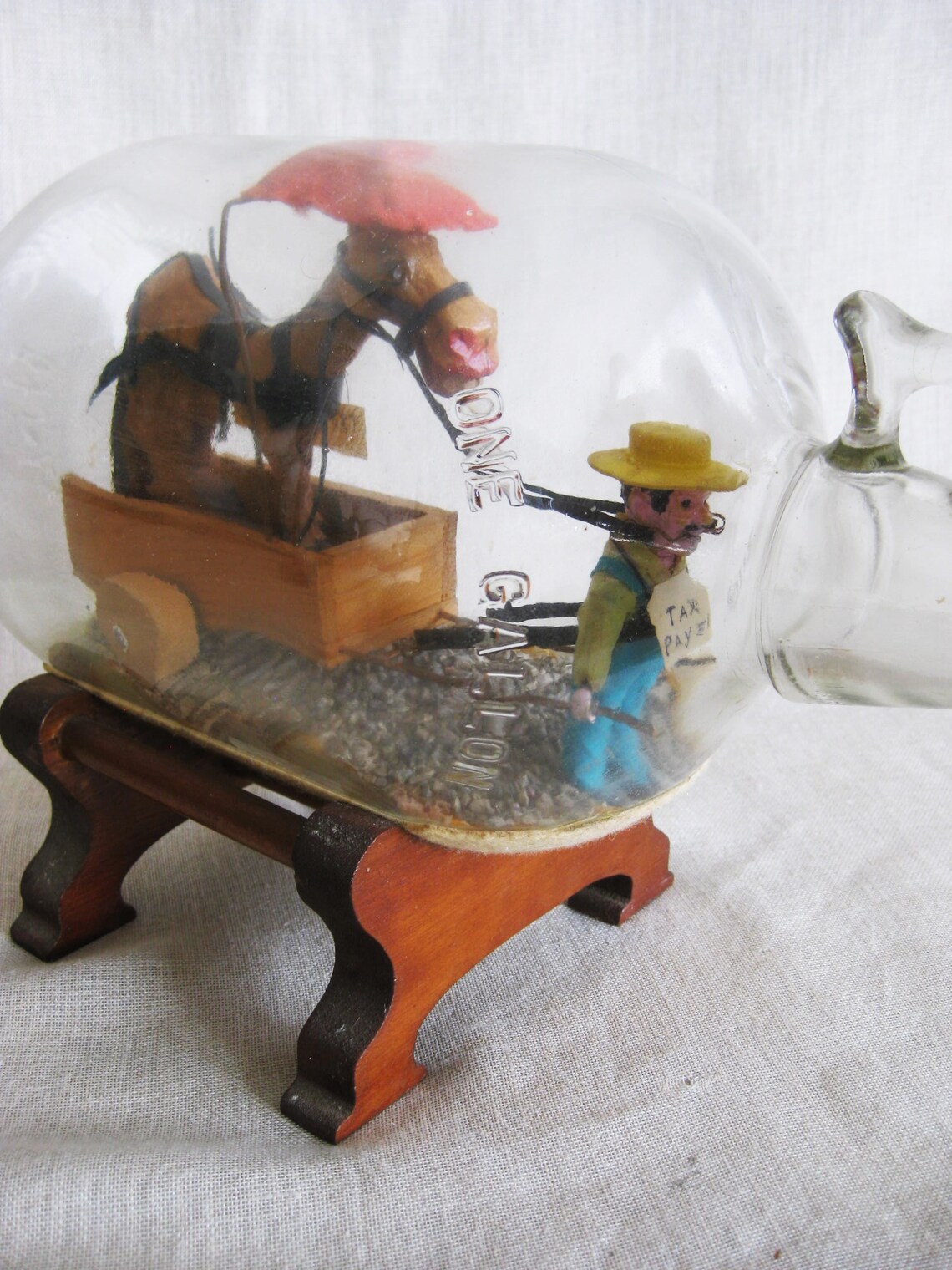 Vintage Folk Art Bottle Whimsy Horse and Buggy Government - Etsy