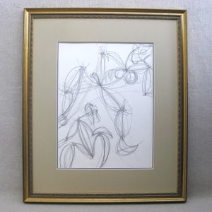 Vintage Female Portrait Drawing Pencil on Paper Framed Original Wall ...
