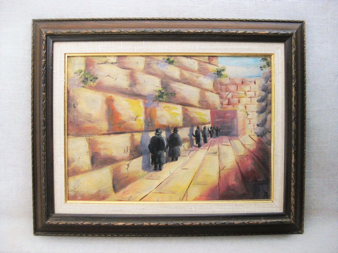 Jewish Landscape Oil Painting, Original Male Portrait, Framed Wailing ...
