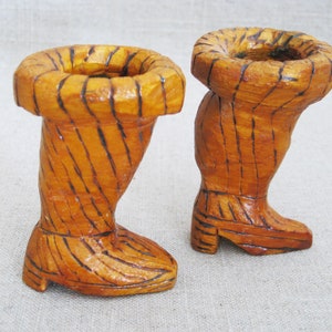 Vintage Miniature Boots Wooden Shoe Folk Art Carving Boot | Etsy