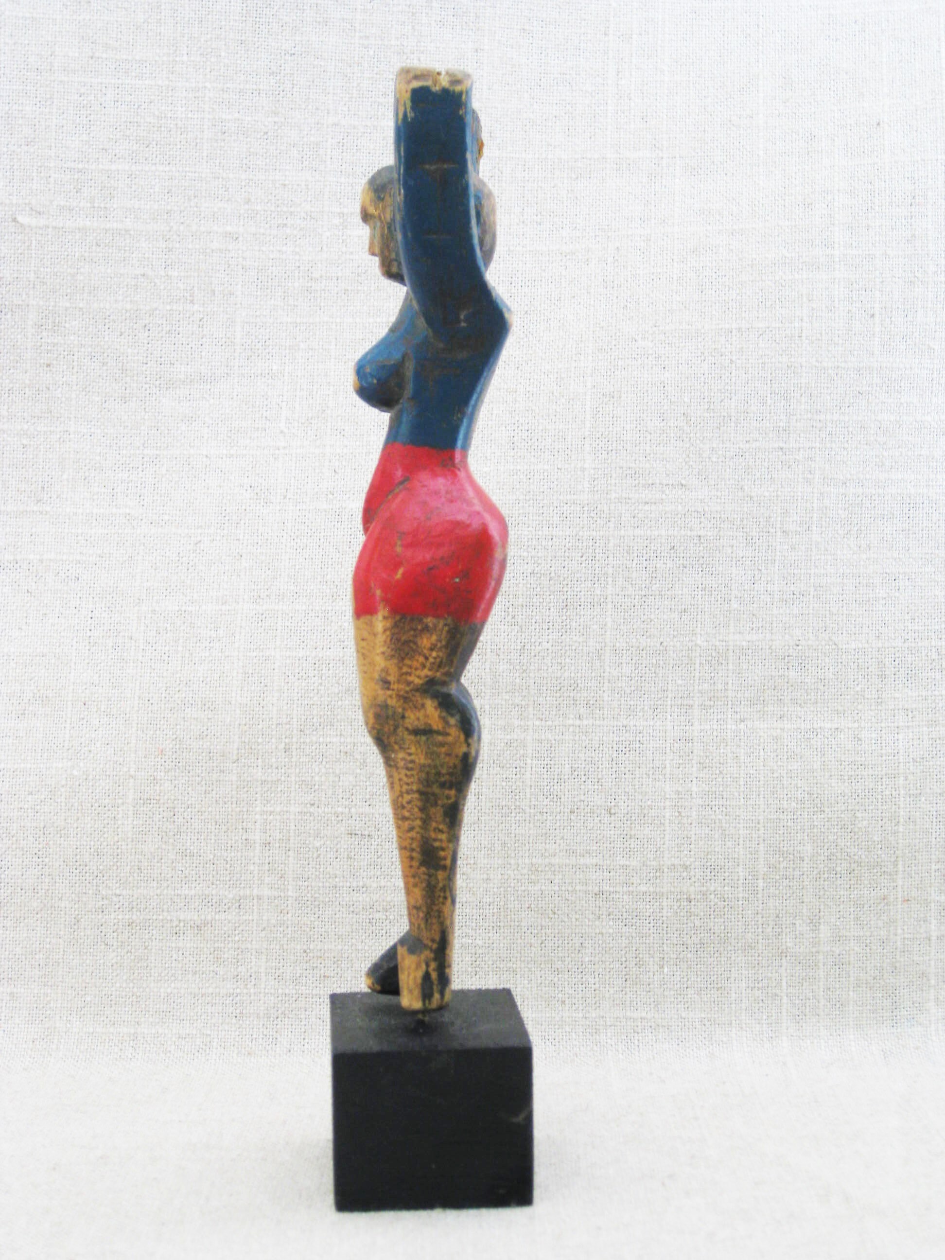 Vintage Female Portrait Carving, Folk Art Sculpture, Hand Carved Figures