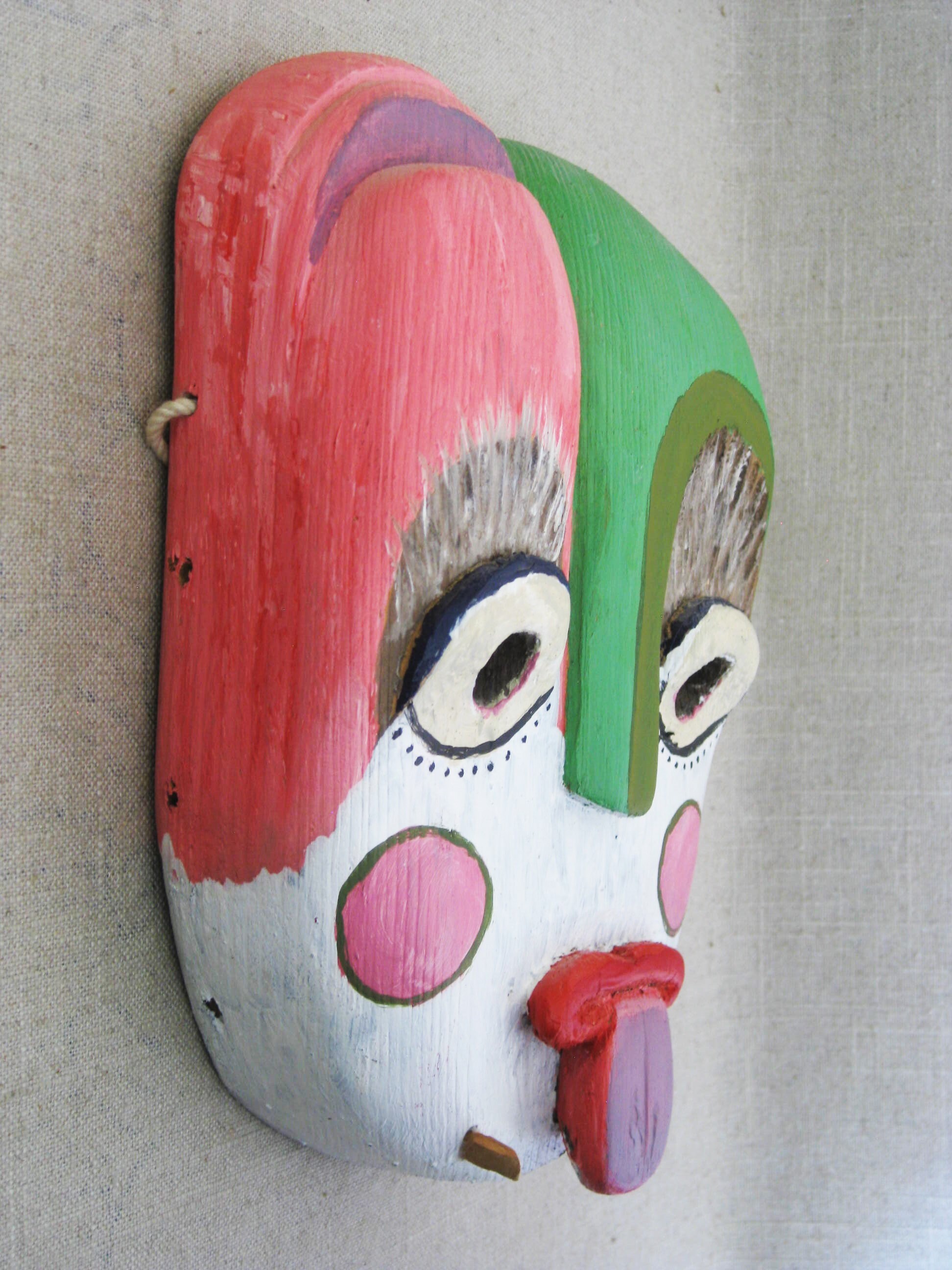 Vintage Folk Art Mask, Hand Carved Portrait, Donald A Larsen
