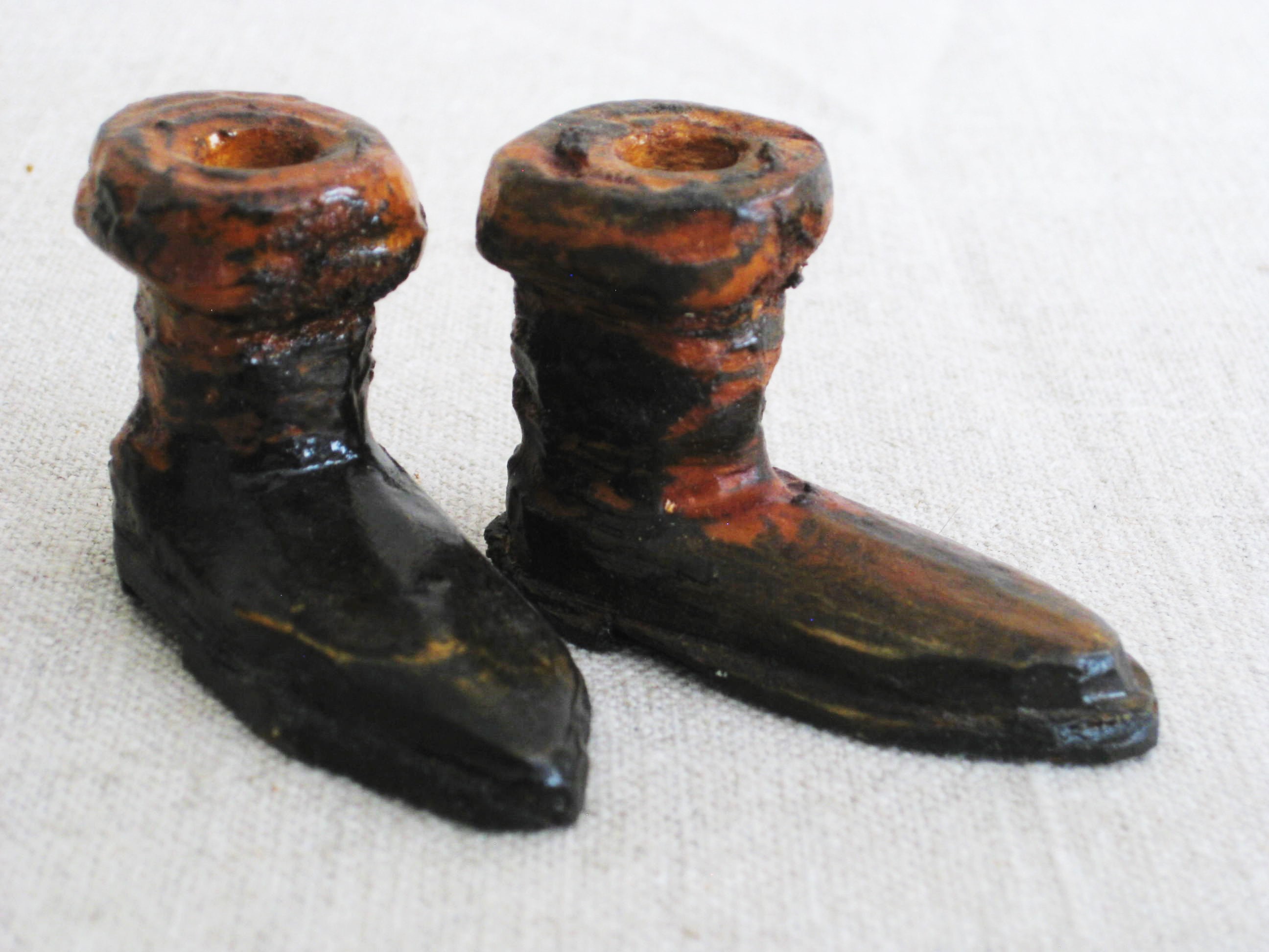 Vintage Miniature Boots, Wooden Shoe, Folk Art Carving, Boot Sculpture ...