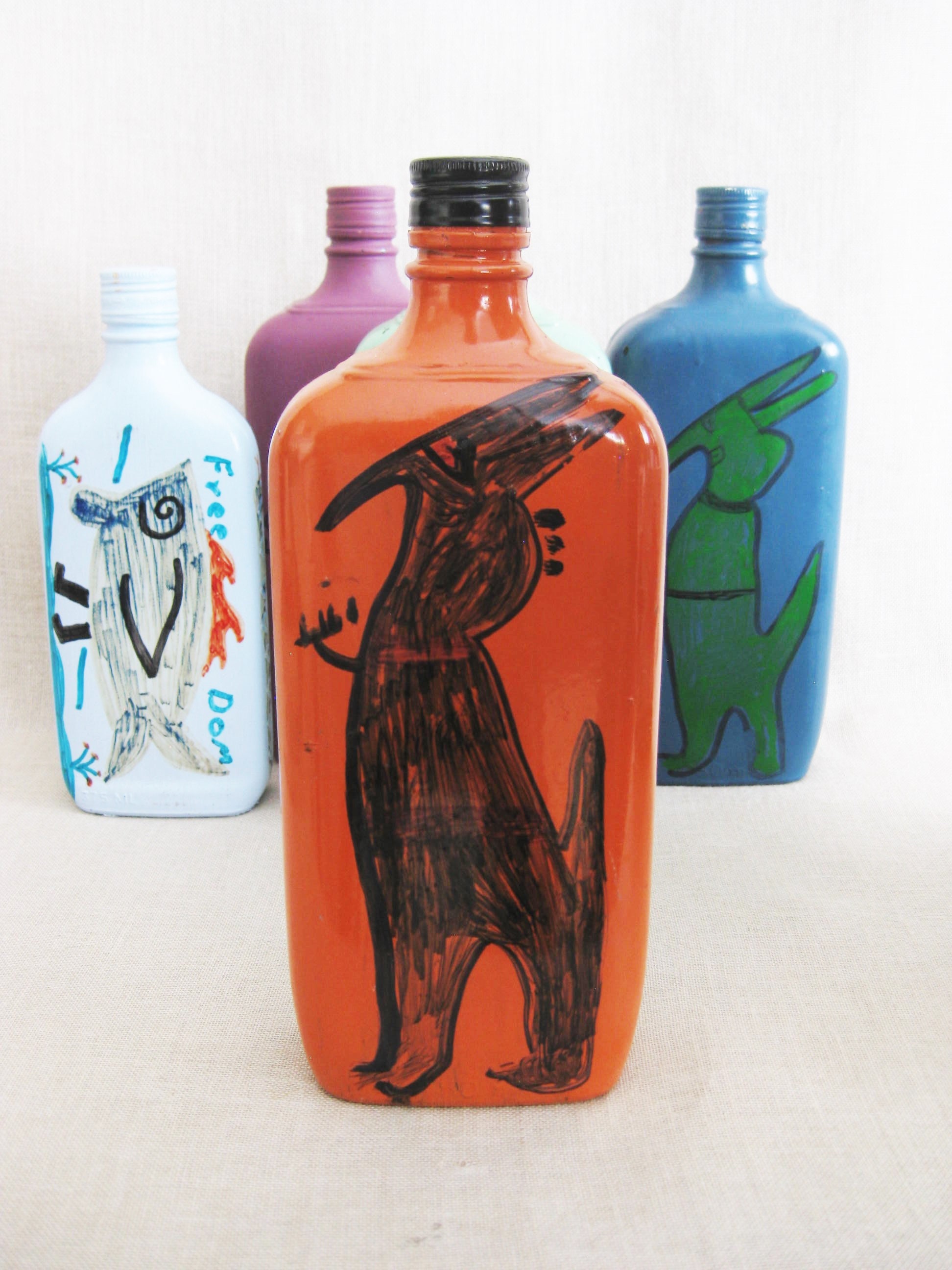 Vintage R.A. Miller Folk Art Bottle, Hand Painted, Southern Folk ...