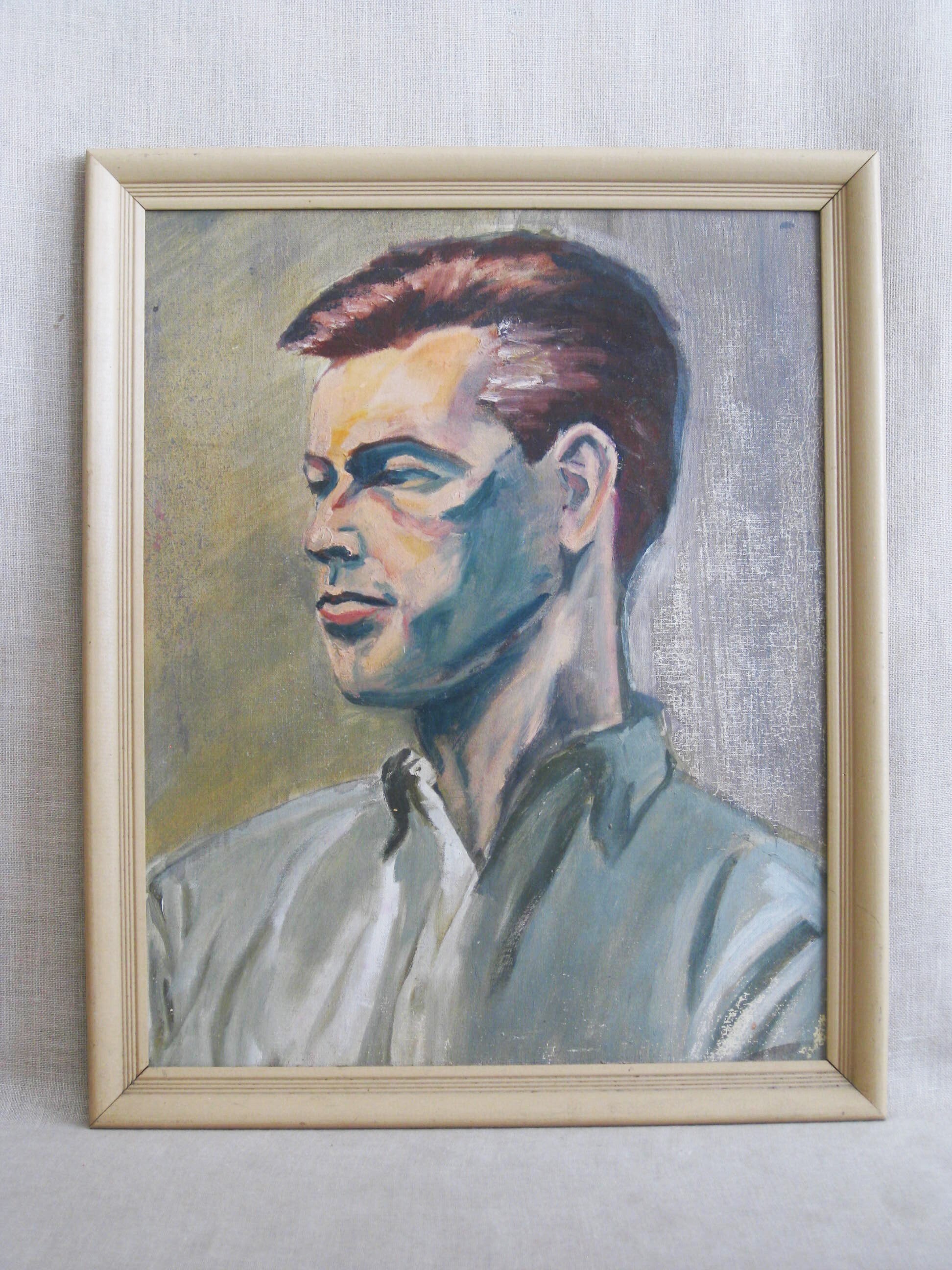 Vintage Male Portrait Painting, Framed Original Fine Art, Portraiture ...