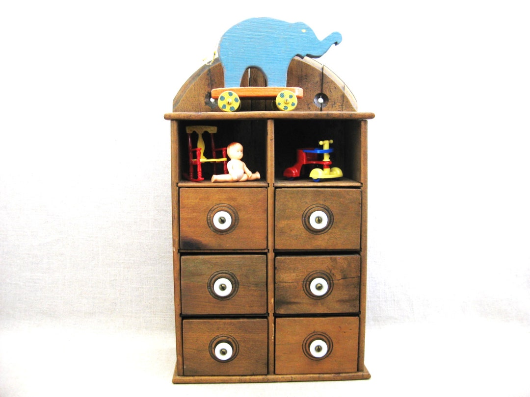 Primitive Spice Box Chest of Drawers, Folk Art Storage and Organization ...