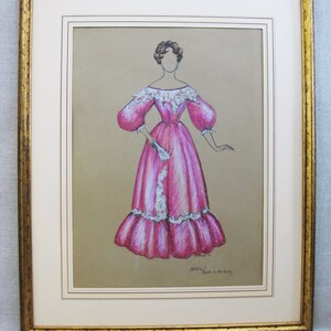 Vintage Female Portrait Drawing Pencil on Paper Framed Original Wall ...