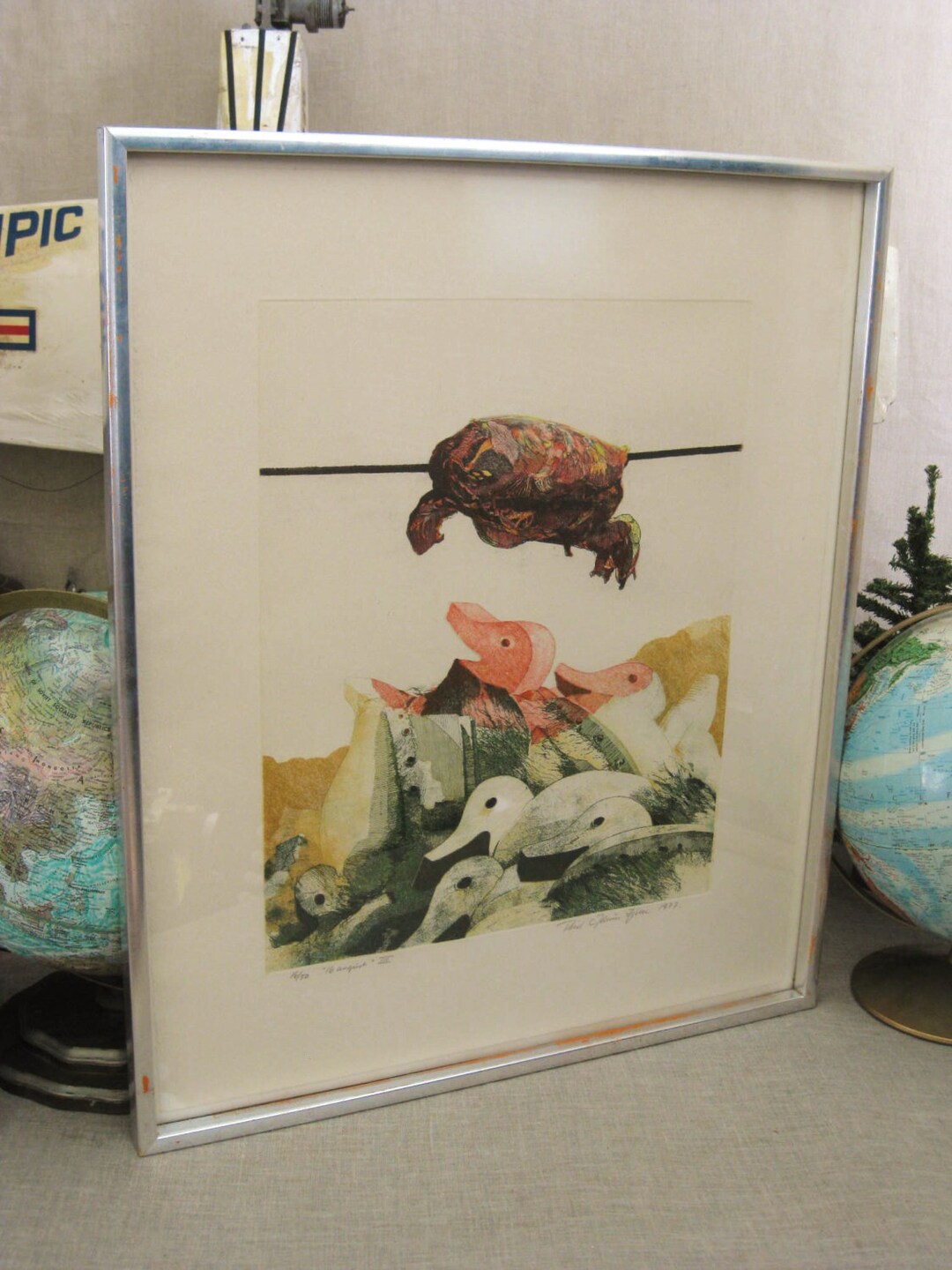 Surreal Turtle Etching, Large Fine Art Etching Print, Danish Original ...