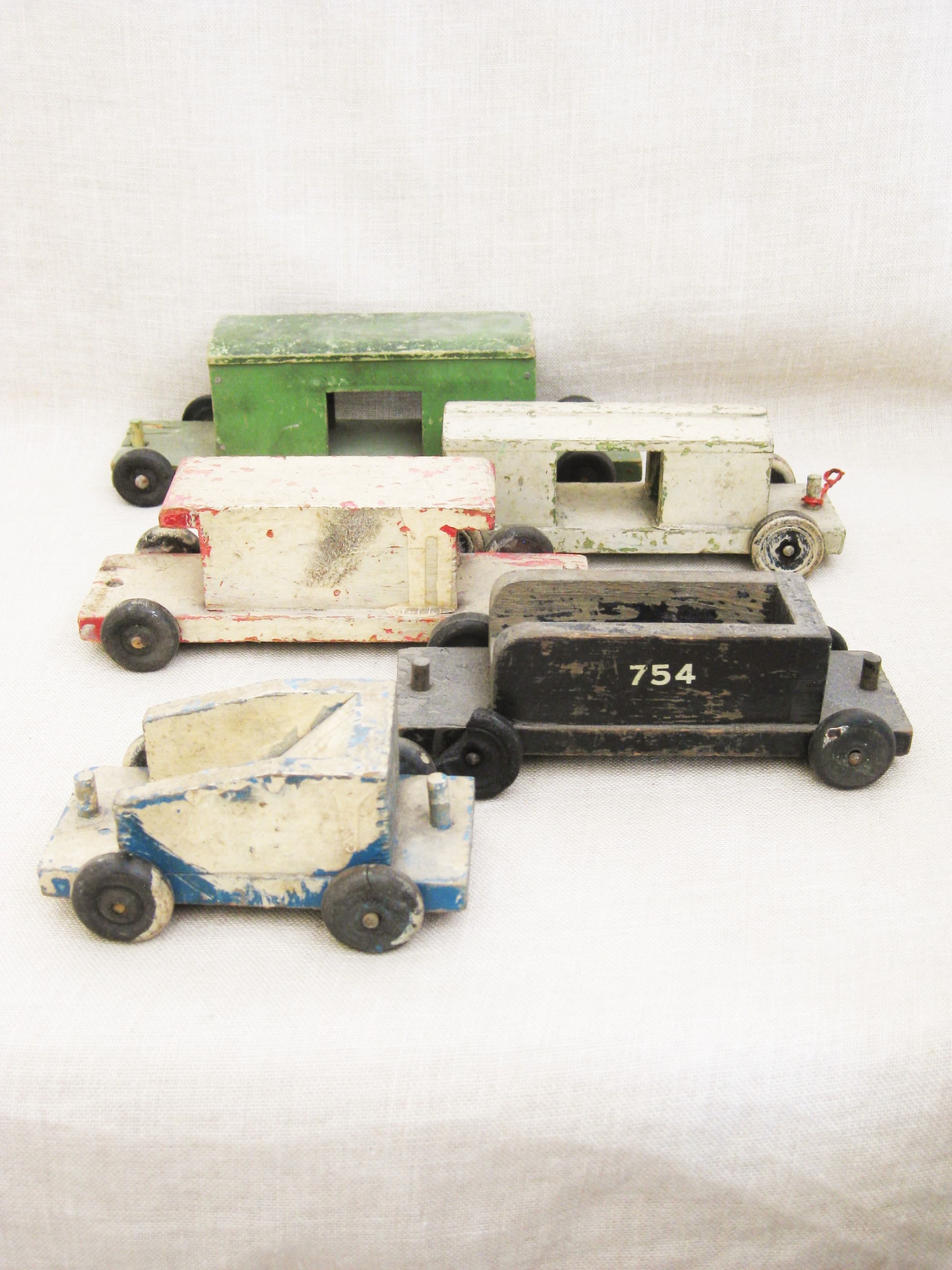 Vintage Primitive Wooden Train Cars, Folk Art Toys, Transportation ...
