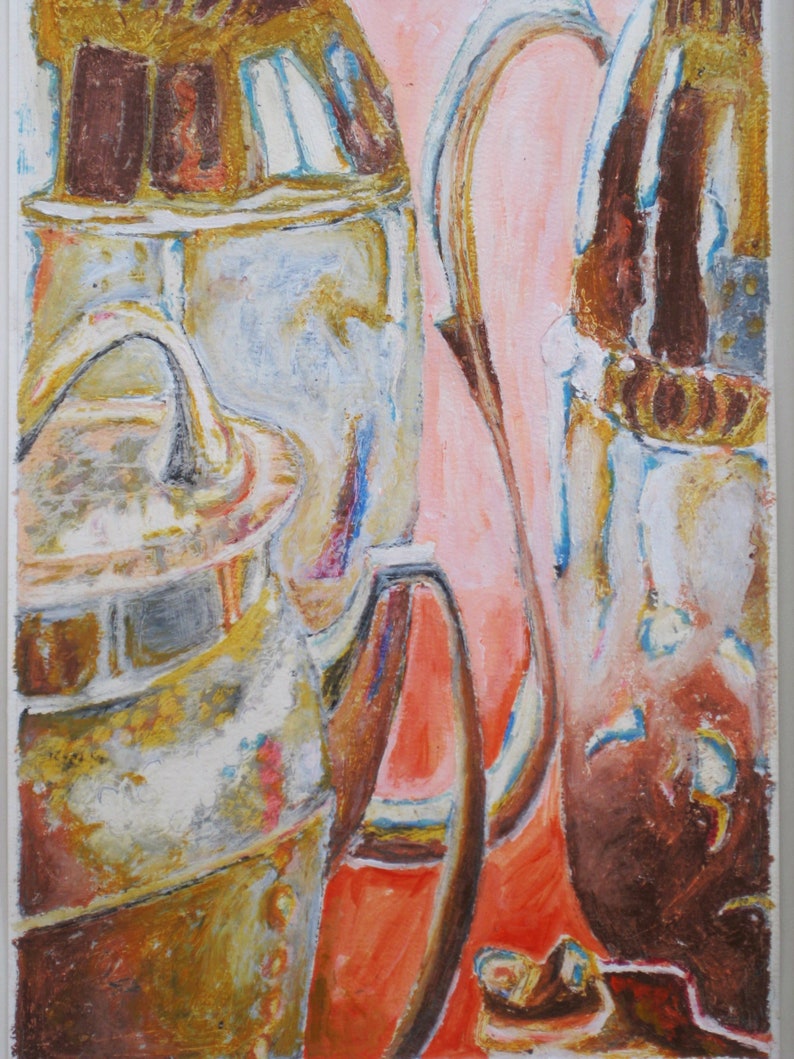 Vintage Still Life Oil Cray Pas Drawing Framed Original Fine - Etsy