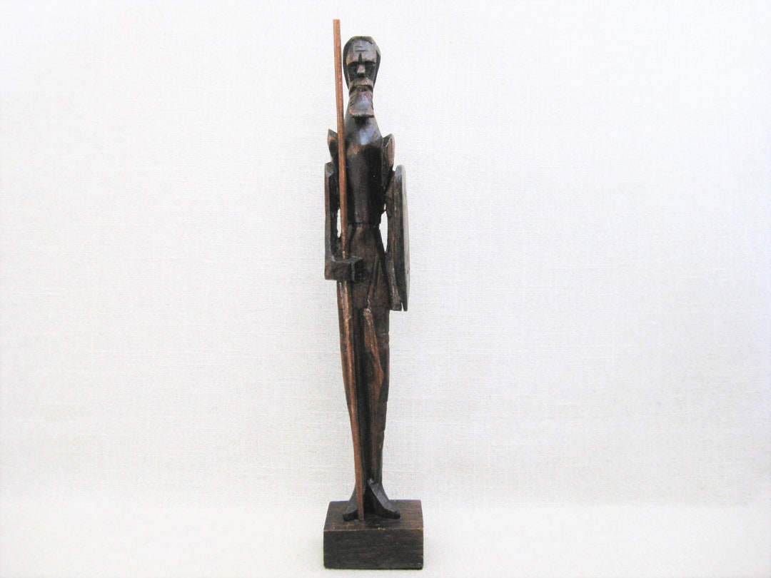 Vintage Male Portrait Don Quixote Wood Carving Folk Art Male Figure Man ...