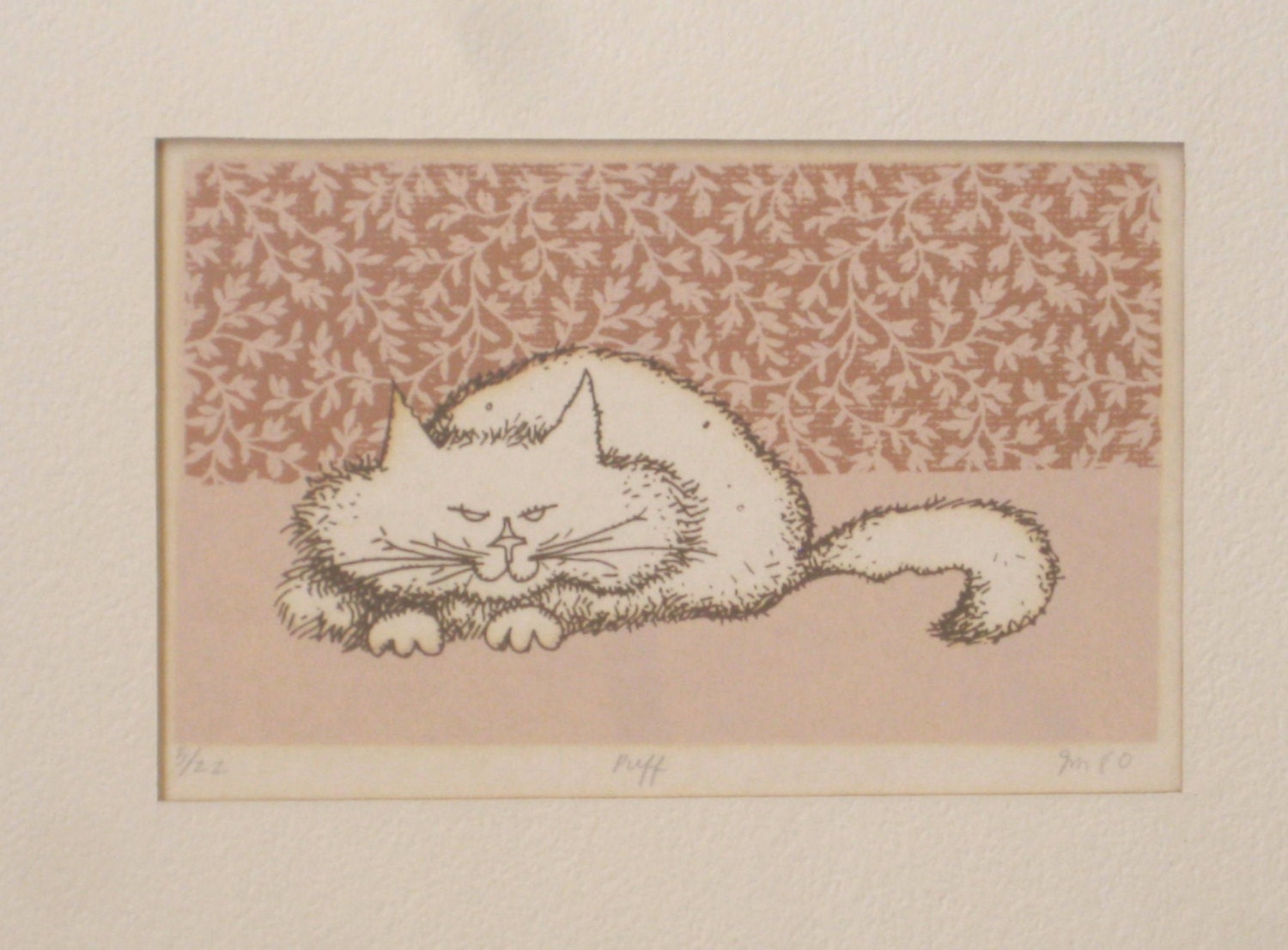 Vintage Original Fine Art Print, Cat, Kitty, Lithograph, Etching ...