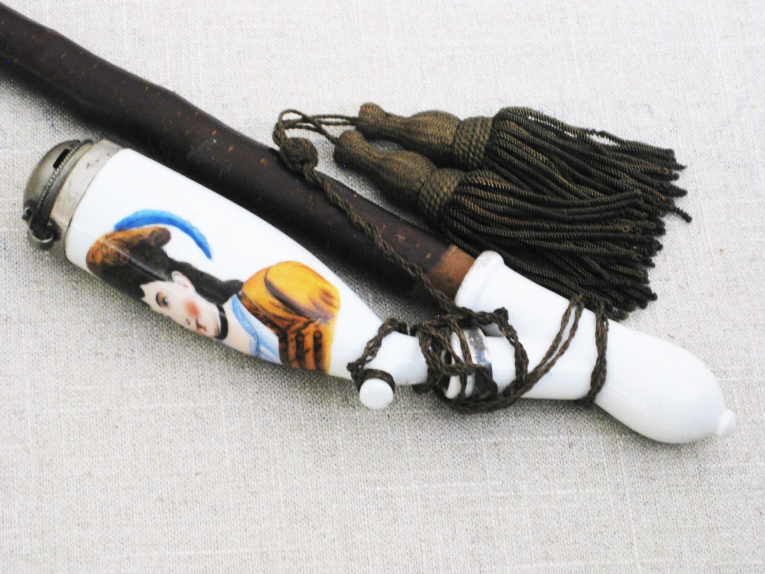 Vintage European Smoking Pipe with Porcelain Bowl and Lid, Female ...