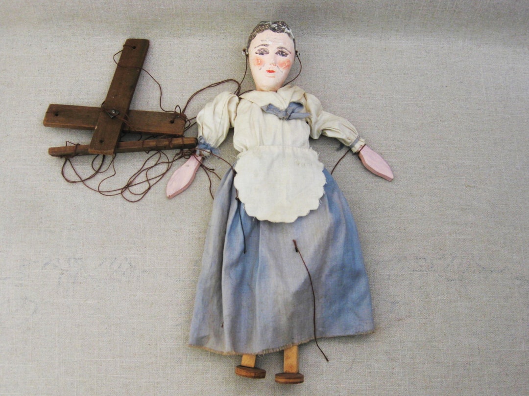 Vintage Marionette Female Folk Art Antique Adult Woman String Puppet ...