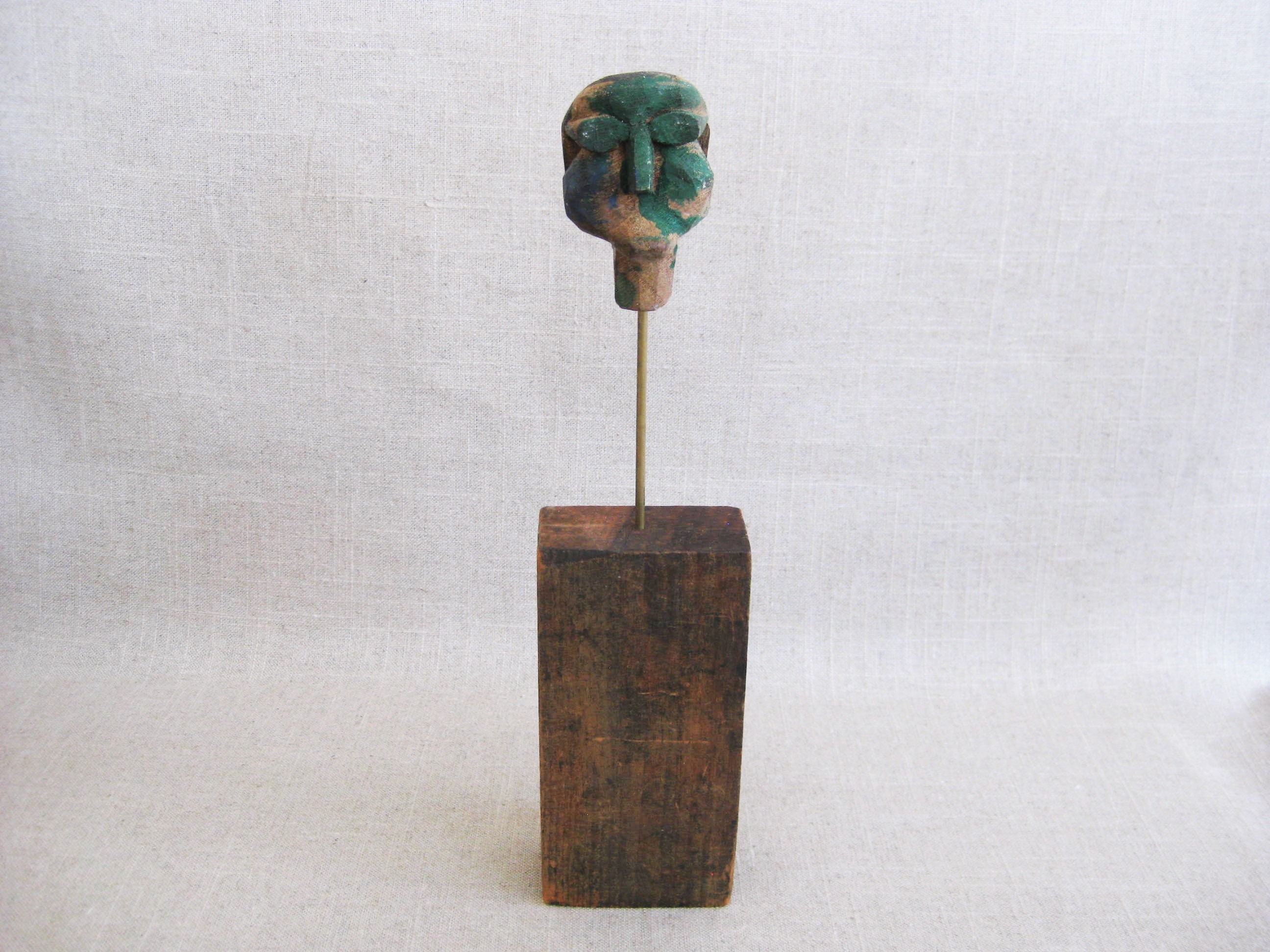 Vintage Female Portrait Folk Art Carving, Hand Carved Sculpture ...