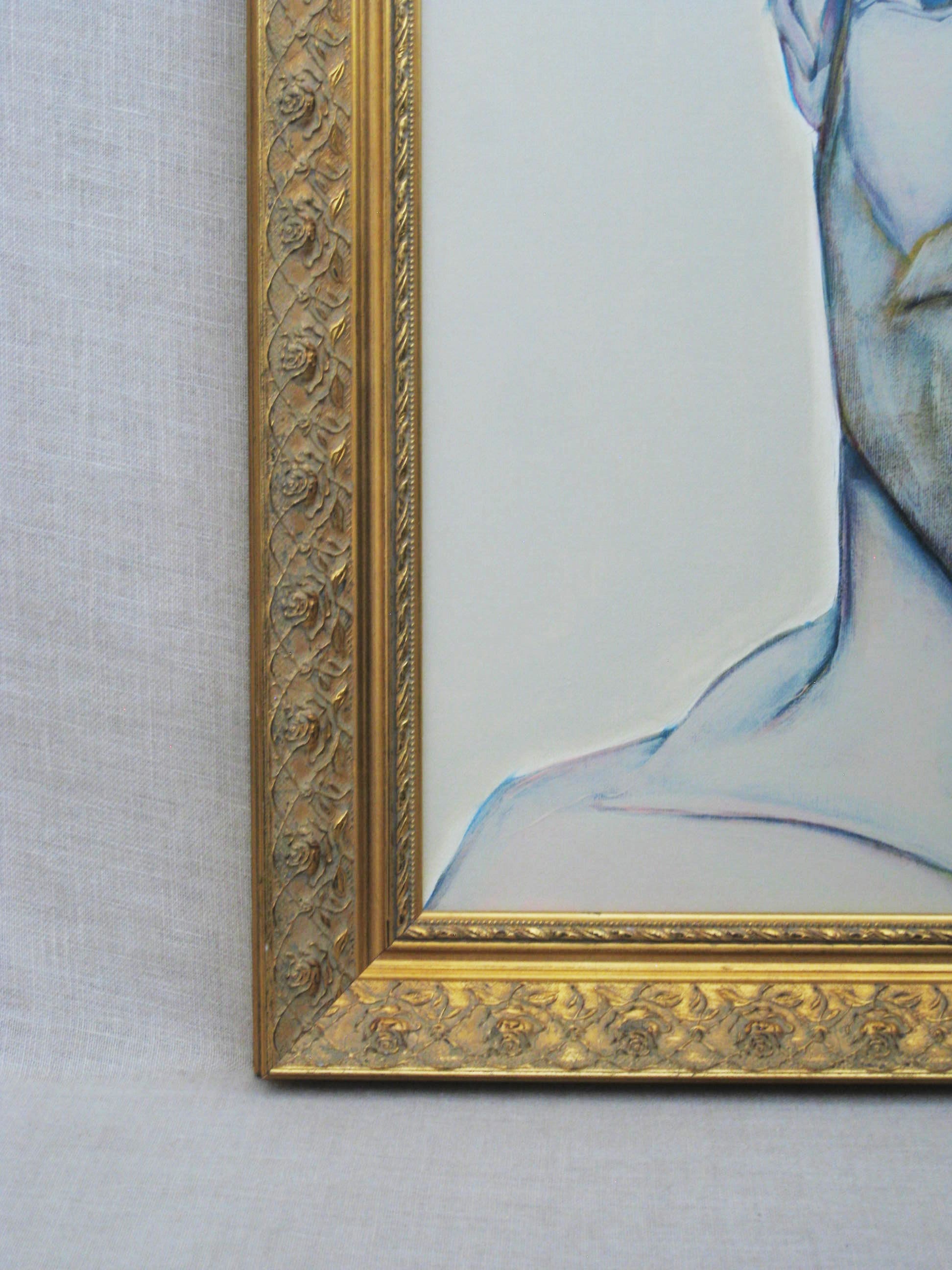 Male Portrait Painting, Framed Contemporary Original Fine Art ...