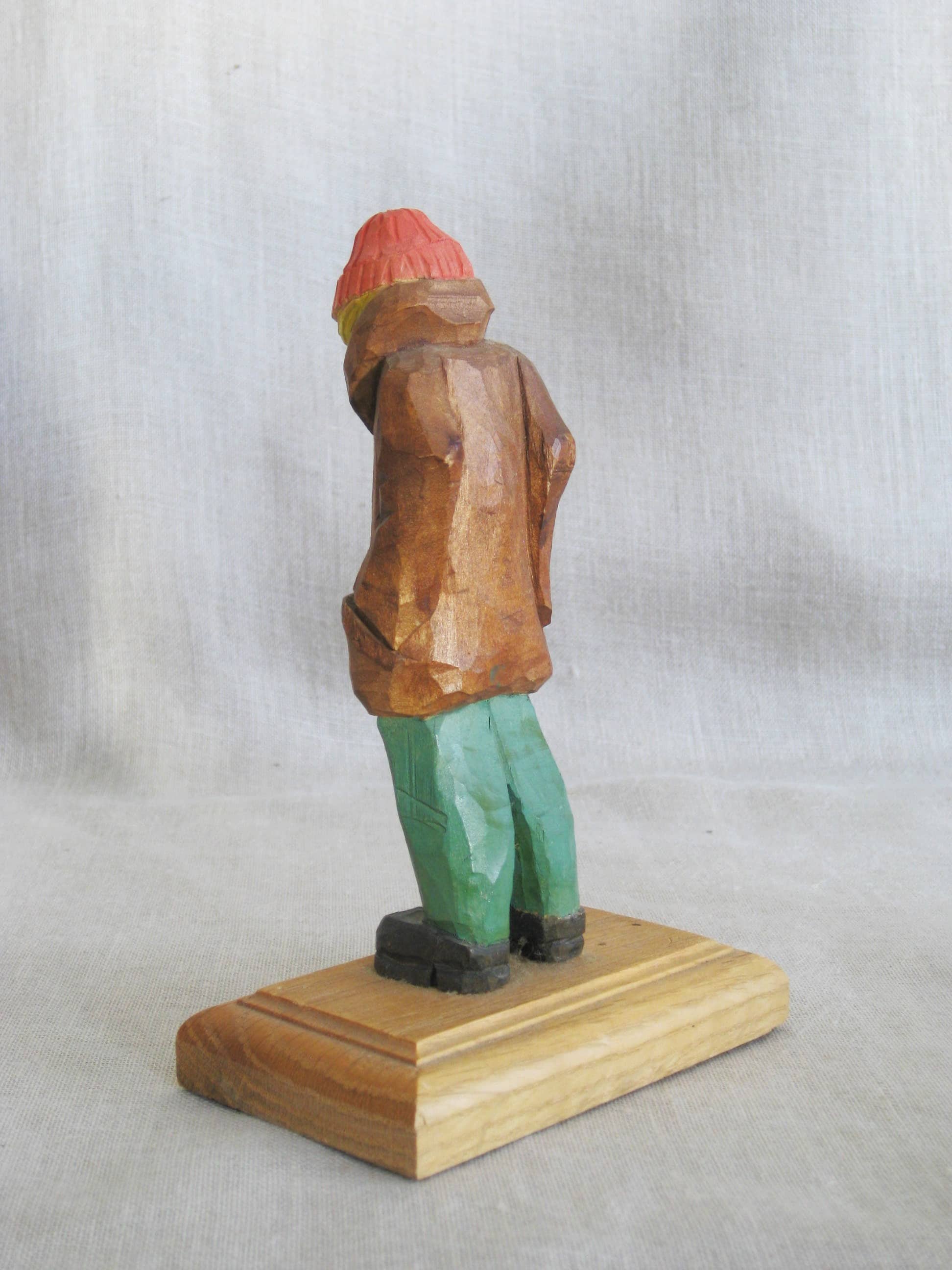 Vintage Folk Art Male Portrait Wood Carving, Wisconsin, Handmade ...