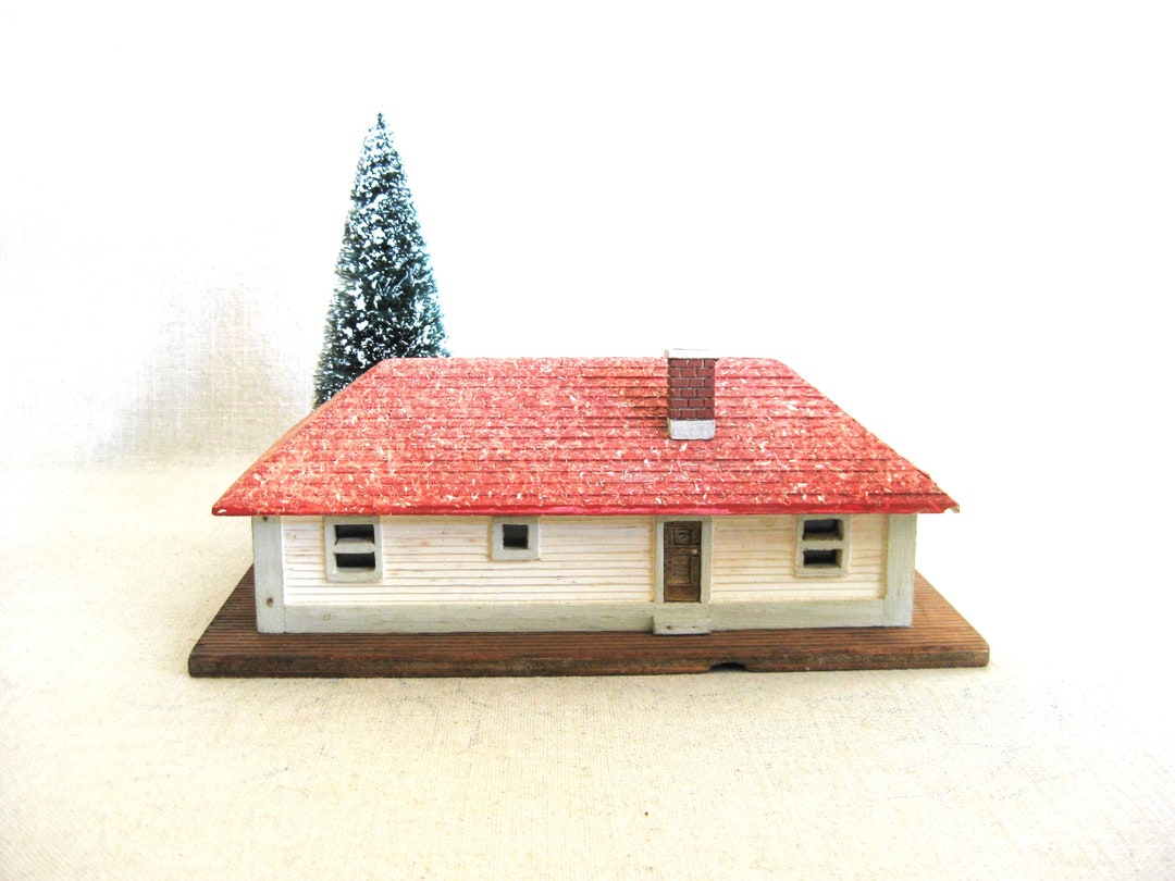 Folk Art Miniature House Model: Rustic Christmas Village Cabin - Etsy