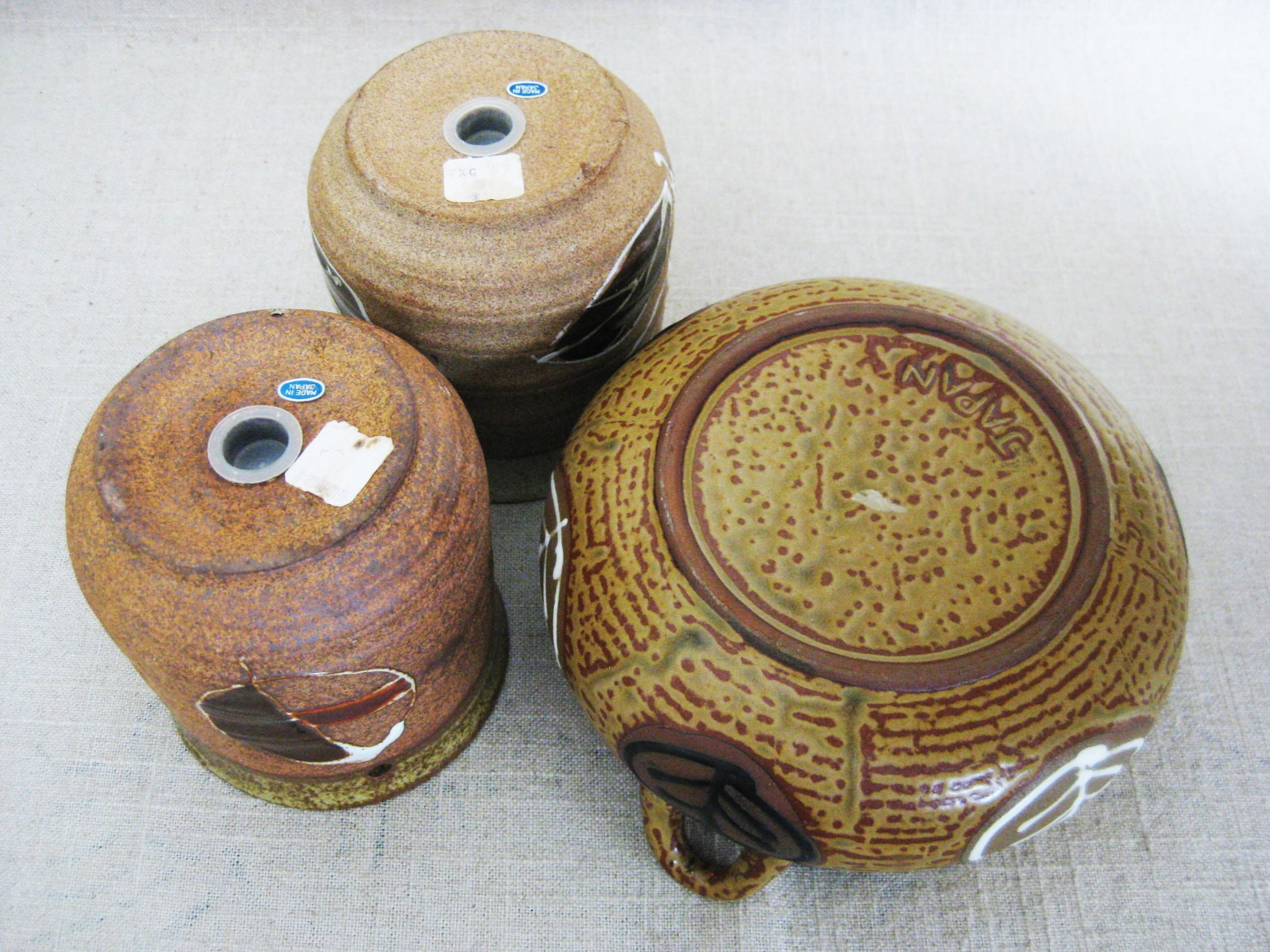 Vintage Ceramic Planters, Collection of Hanging Pots, Rustic Cabin Decor