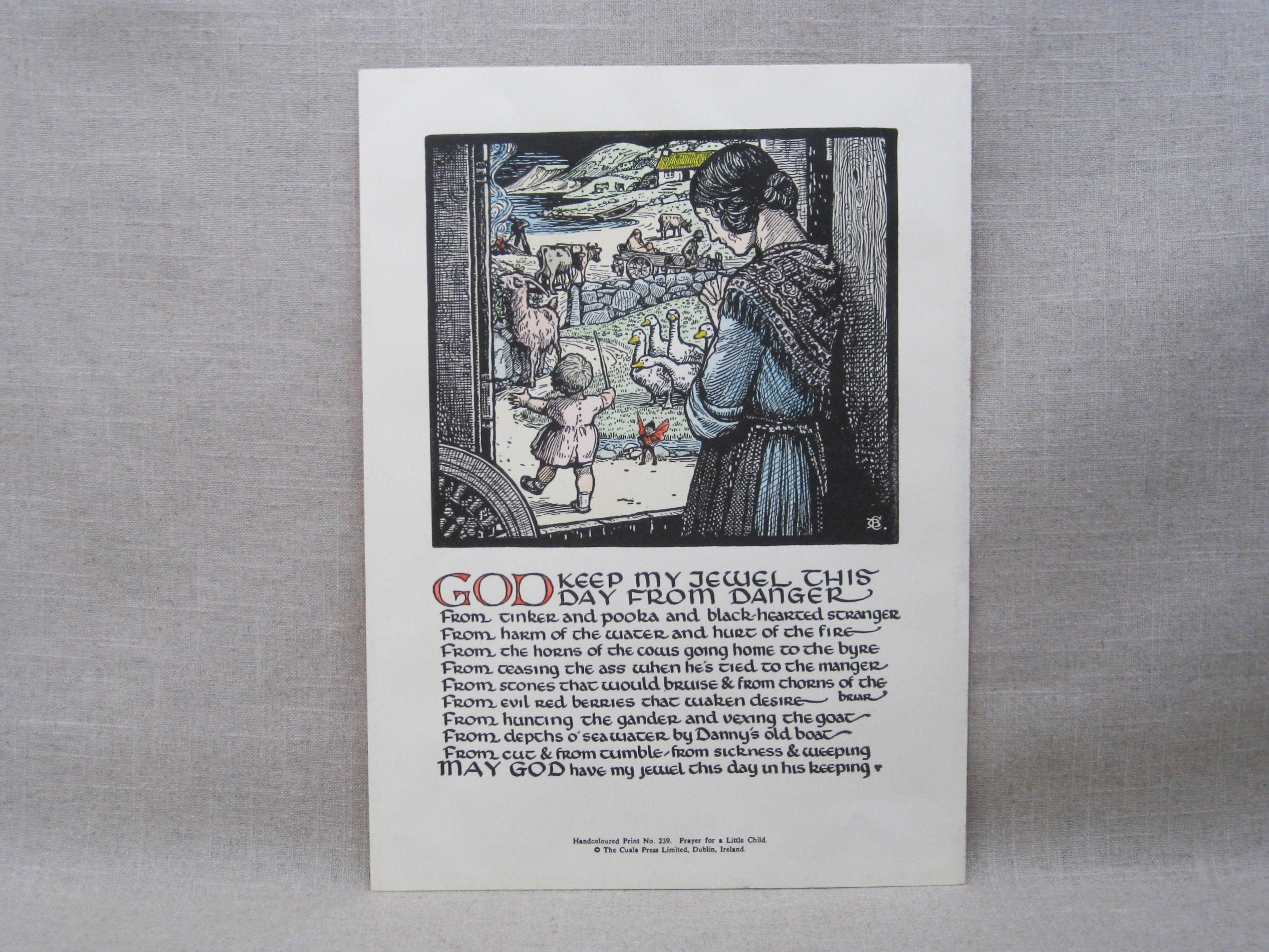 Vintage Cuala Press Hand Colored Print 239, Mother and Child, Religious ...