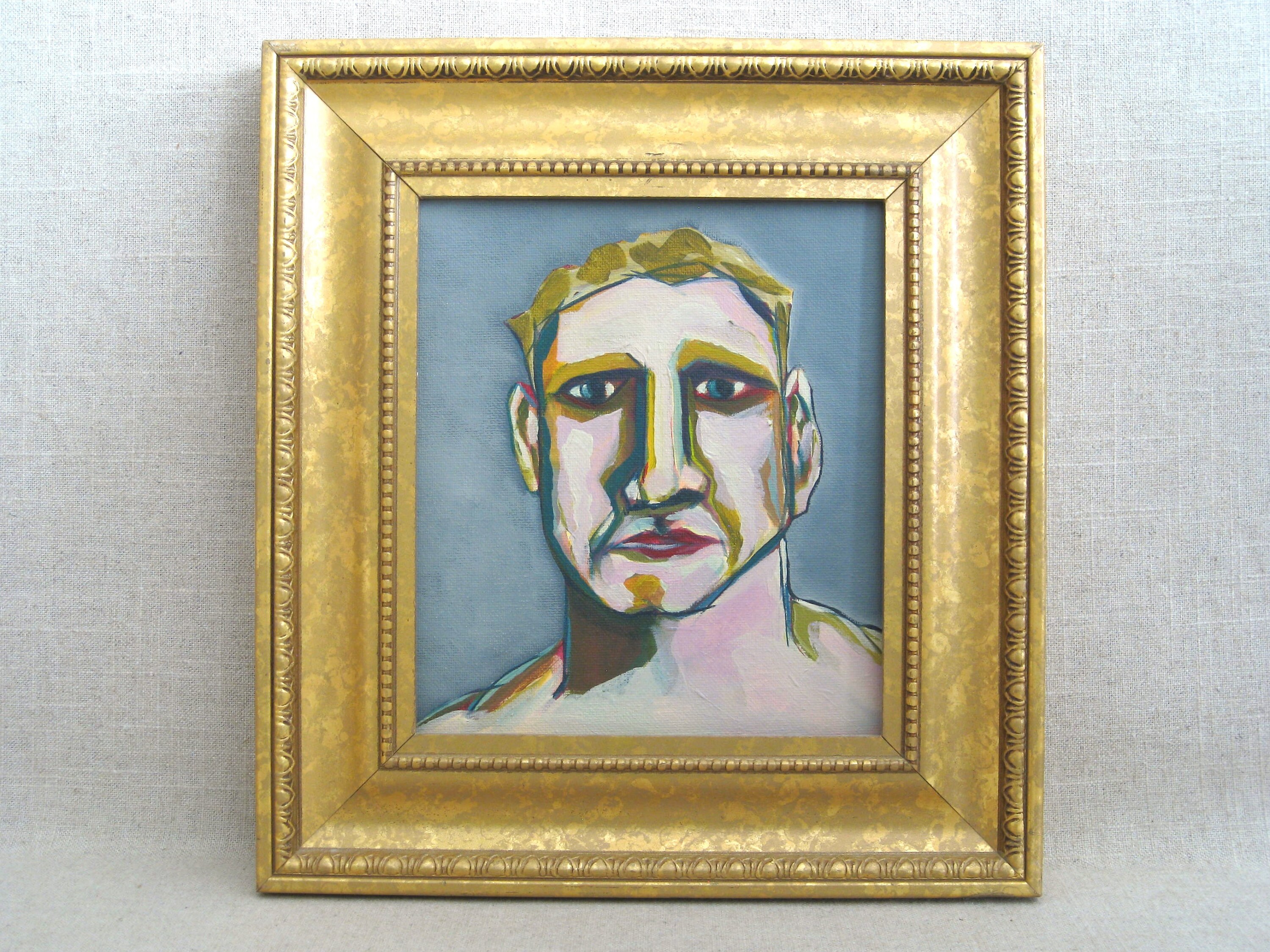 RESERVED - Original Male Portrait Painting Framed Contemporary Fine Art ...