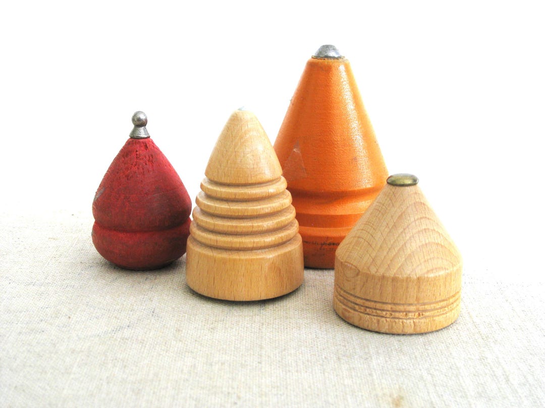 Vintage Wooden Top Toy Collection, Contemporary Modern Man Cave and Nursery Decor - Etsy