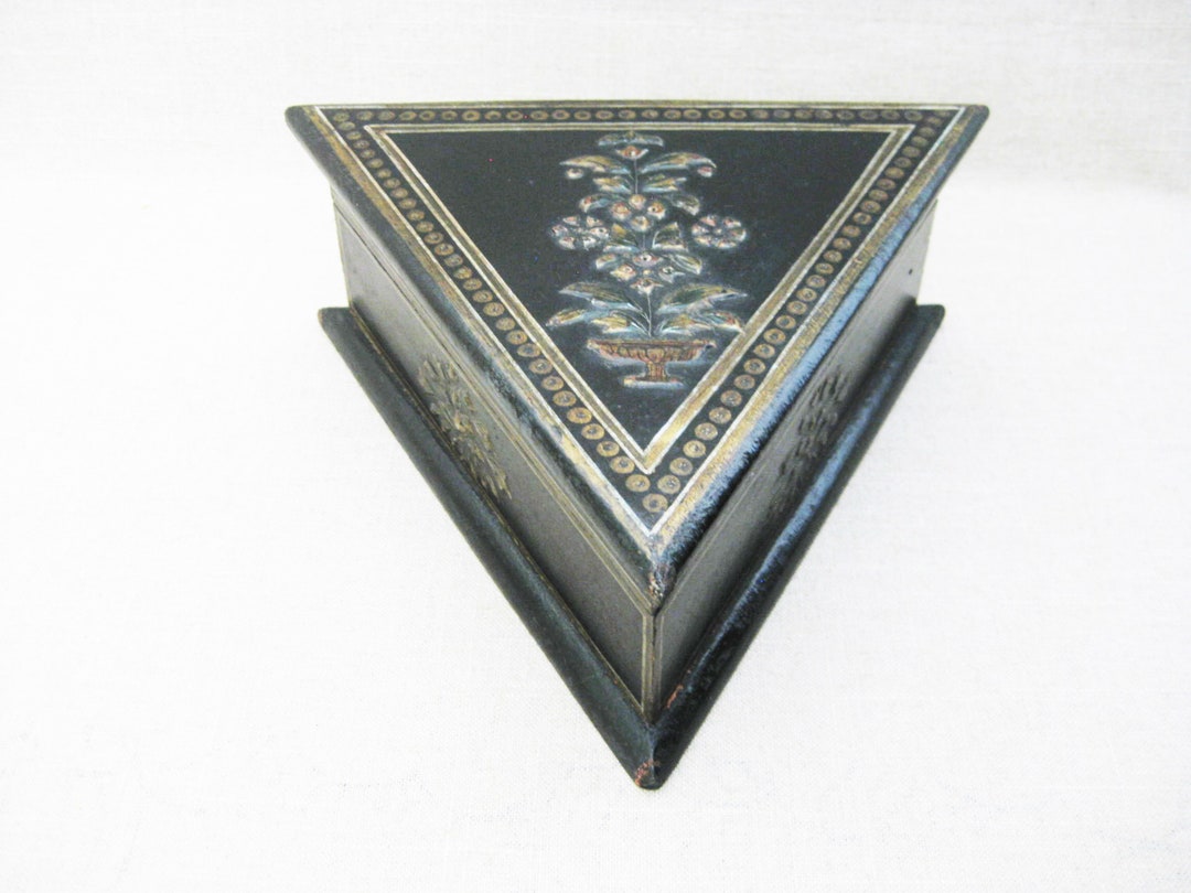 Masculine Wood Desk Box, Triangle Shaped Dresser Office Storage ...