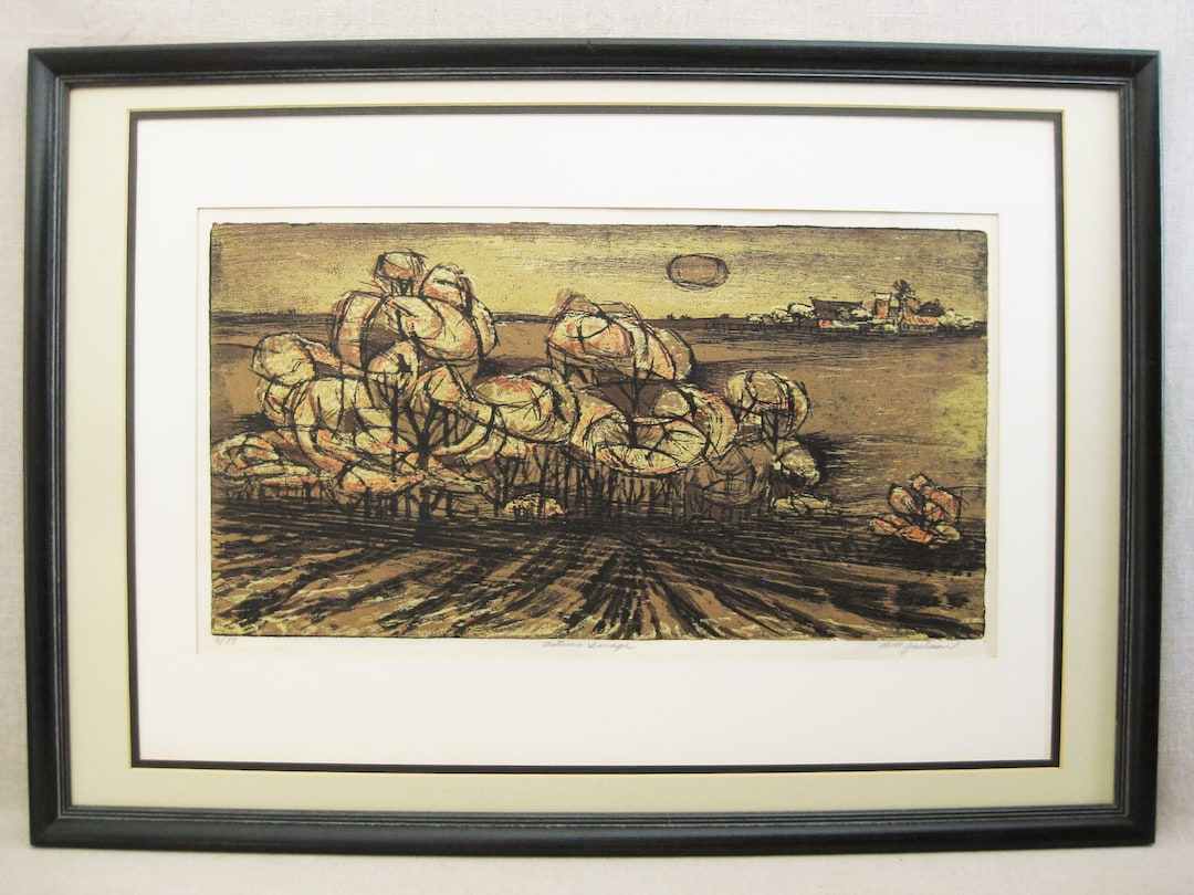 Vintage Fall Landscape Fine Art Screen Print Signed Billy Morrow ...