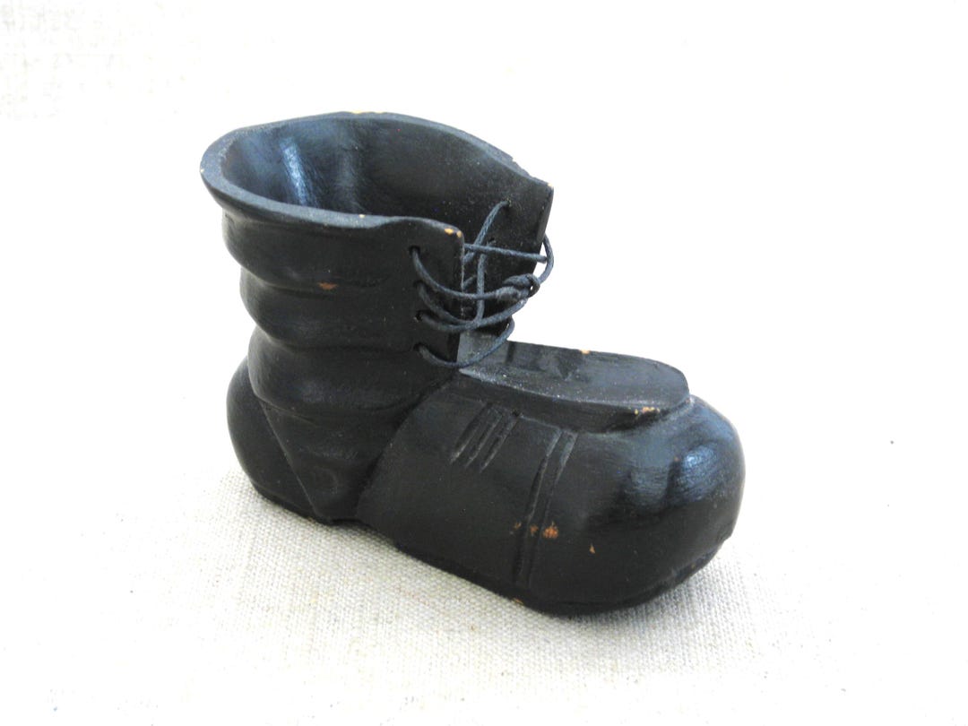 Vintage Folk Art Boot Carving, Miniature Shoe Wood Sculpture, Gift for ...