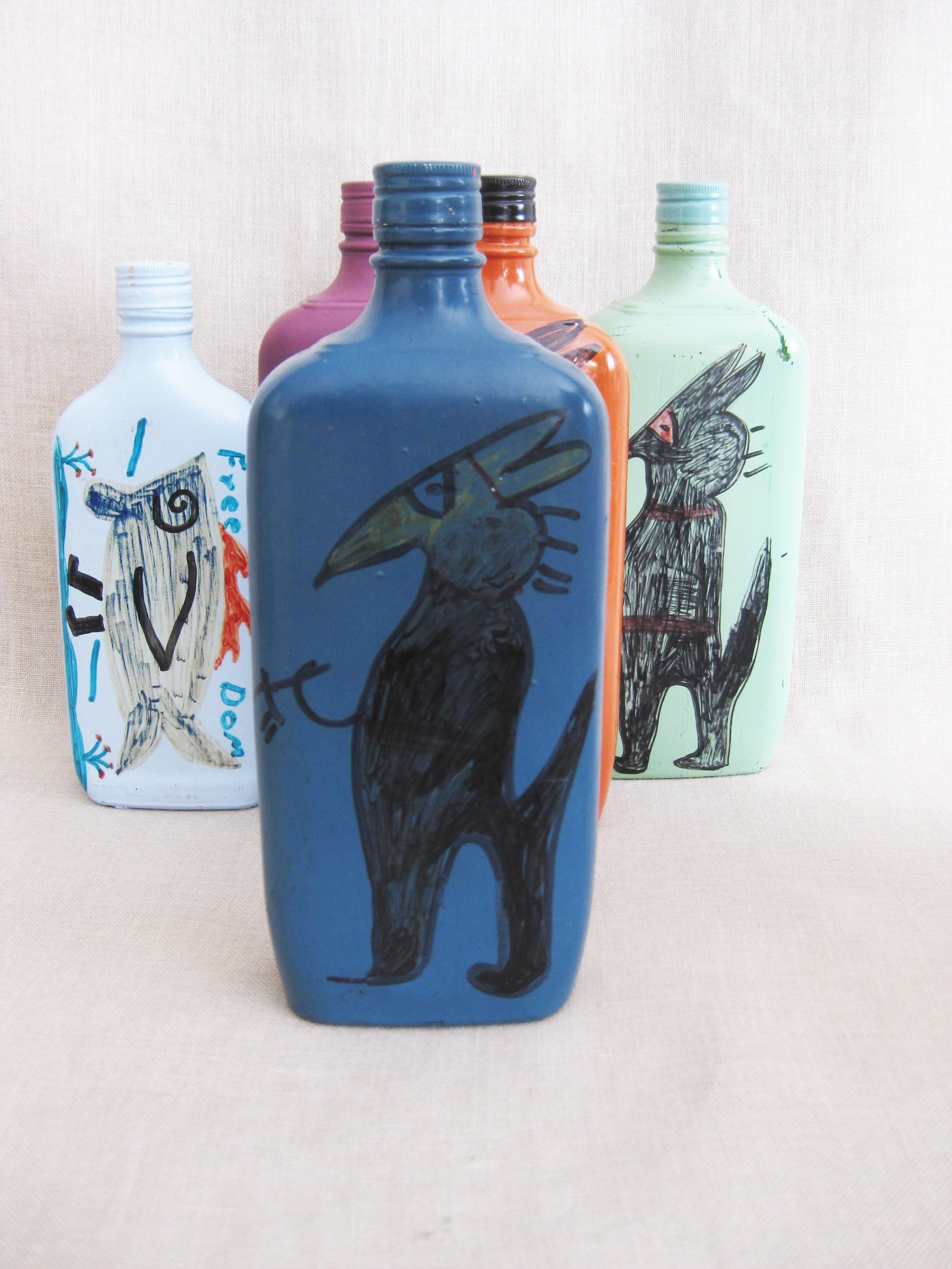 Vintage R.A. Miller Folk Art Bottle, Hand Painted, Southern Folk ...