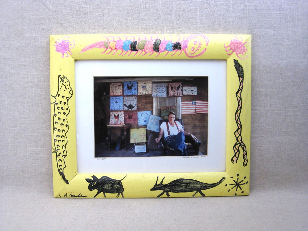 Folk Art RA Miller Hand Painted Frame With Photograph, Original Wall ...