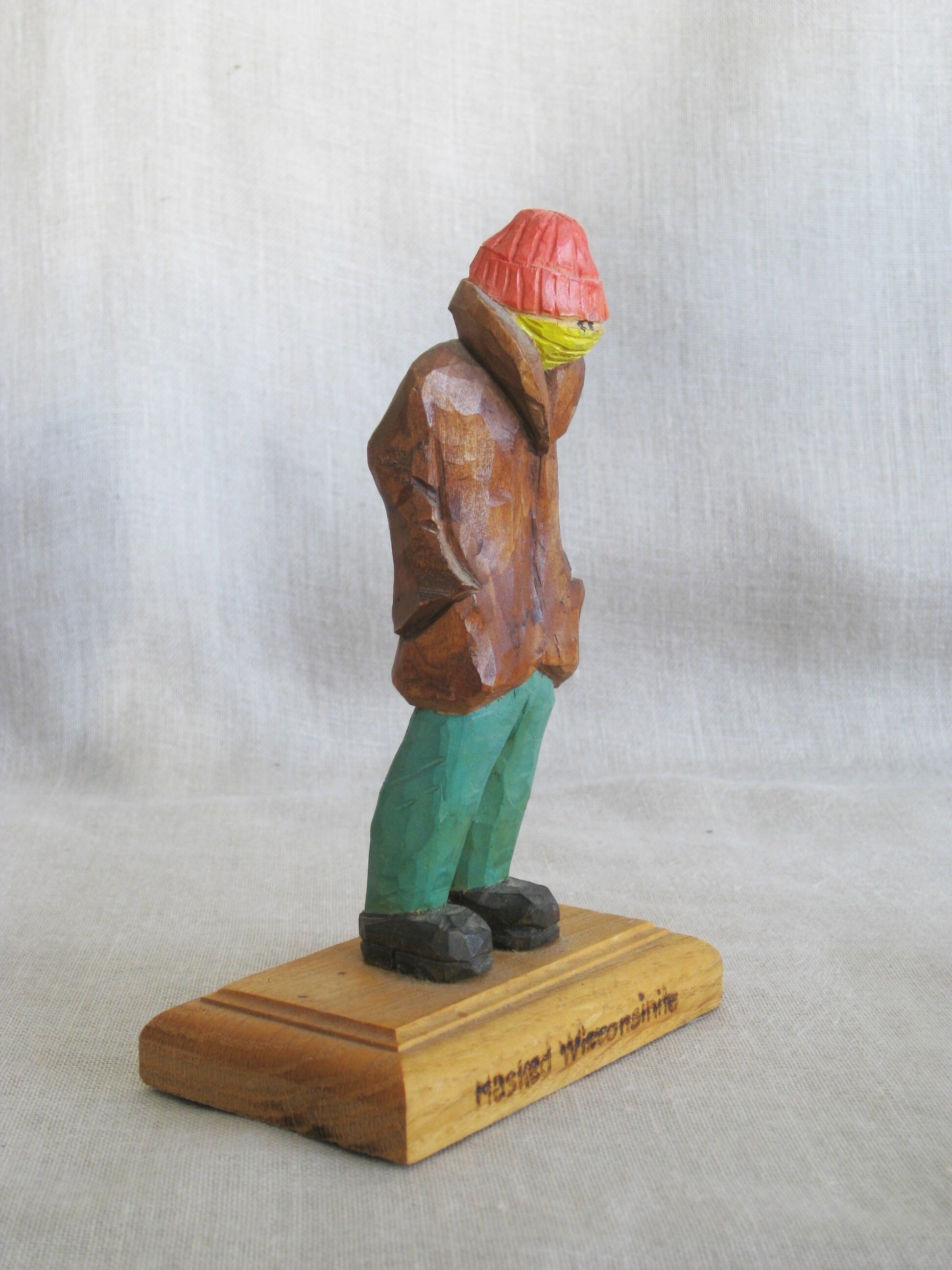 Vintage Folk Art Male Portrait Wood Carving, Wisconsin, Handmade ...