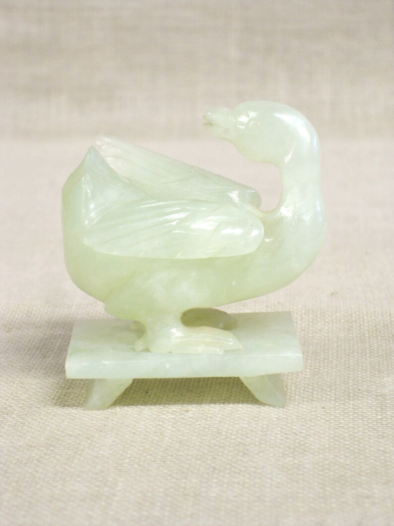 Vintage Jade Duck Carving Hand Carved Stone Sculpture Green - Etsy