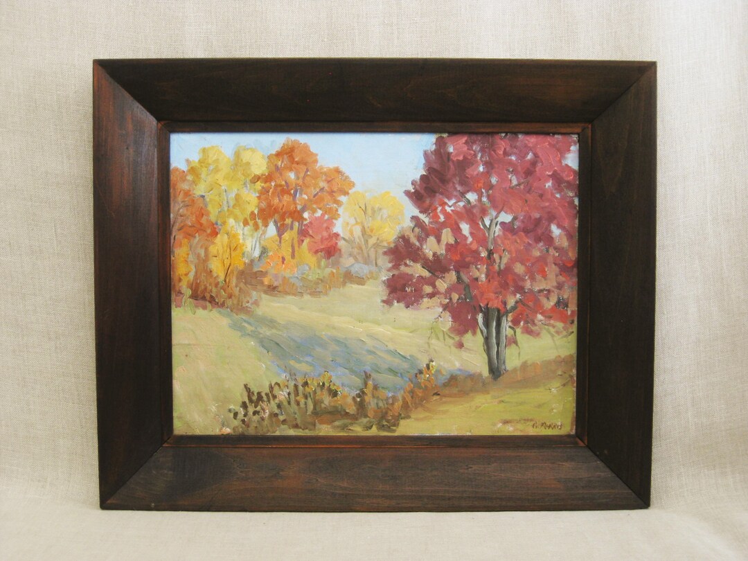 Framed Vintage Fall Landscape Painting Original Fine Art - Etsy
