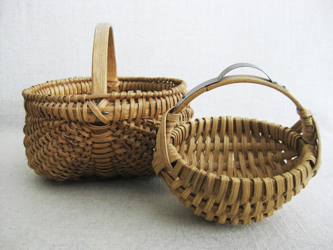 Miniature Primitive Baskets, Split Oak Buttocks Vintage Cape Cod ...