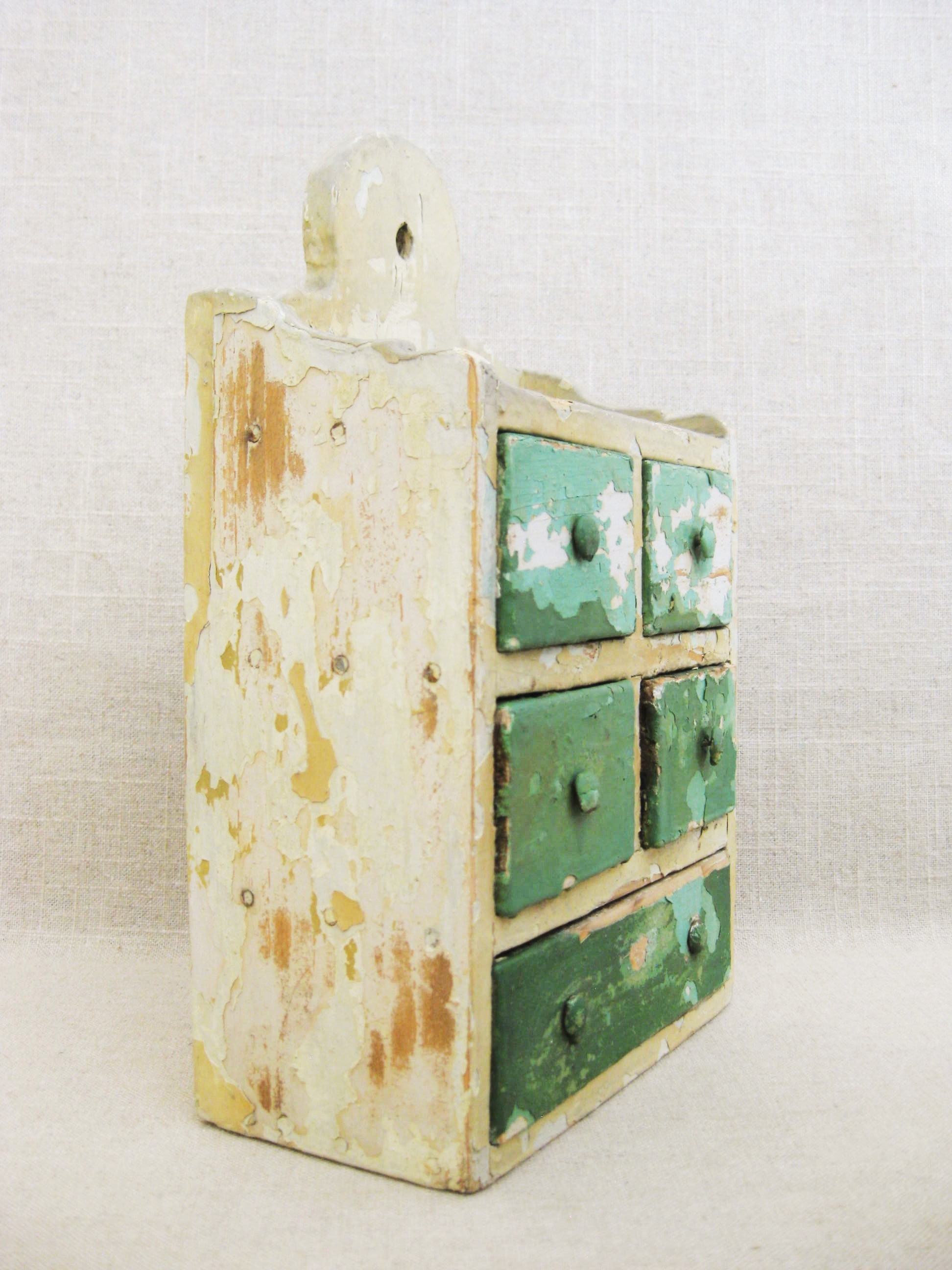 Vintage Spice Box Wall Storage and Desk Organization Primitive Rustic ...